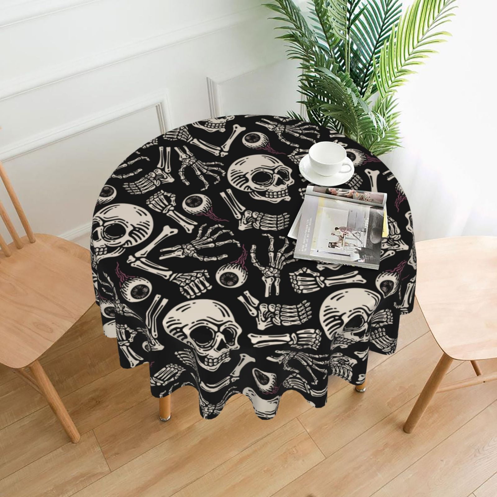 XMXT Waterproof Table Cloth, Eyeballs Skulls Bones Print Polyester ...