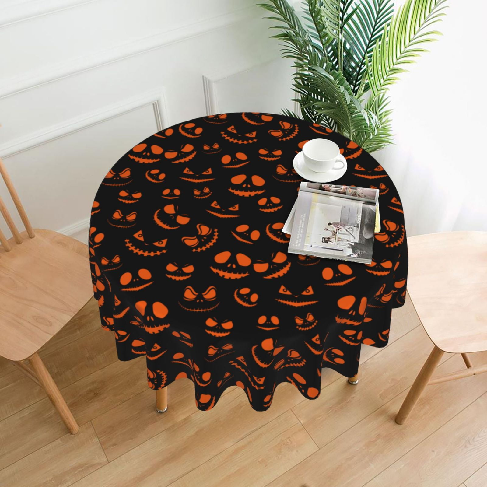 XMXT Waterproof Table Cloth, Halloween Ghost Faces Pattern Polyester ...