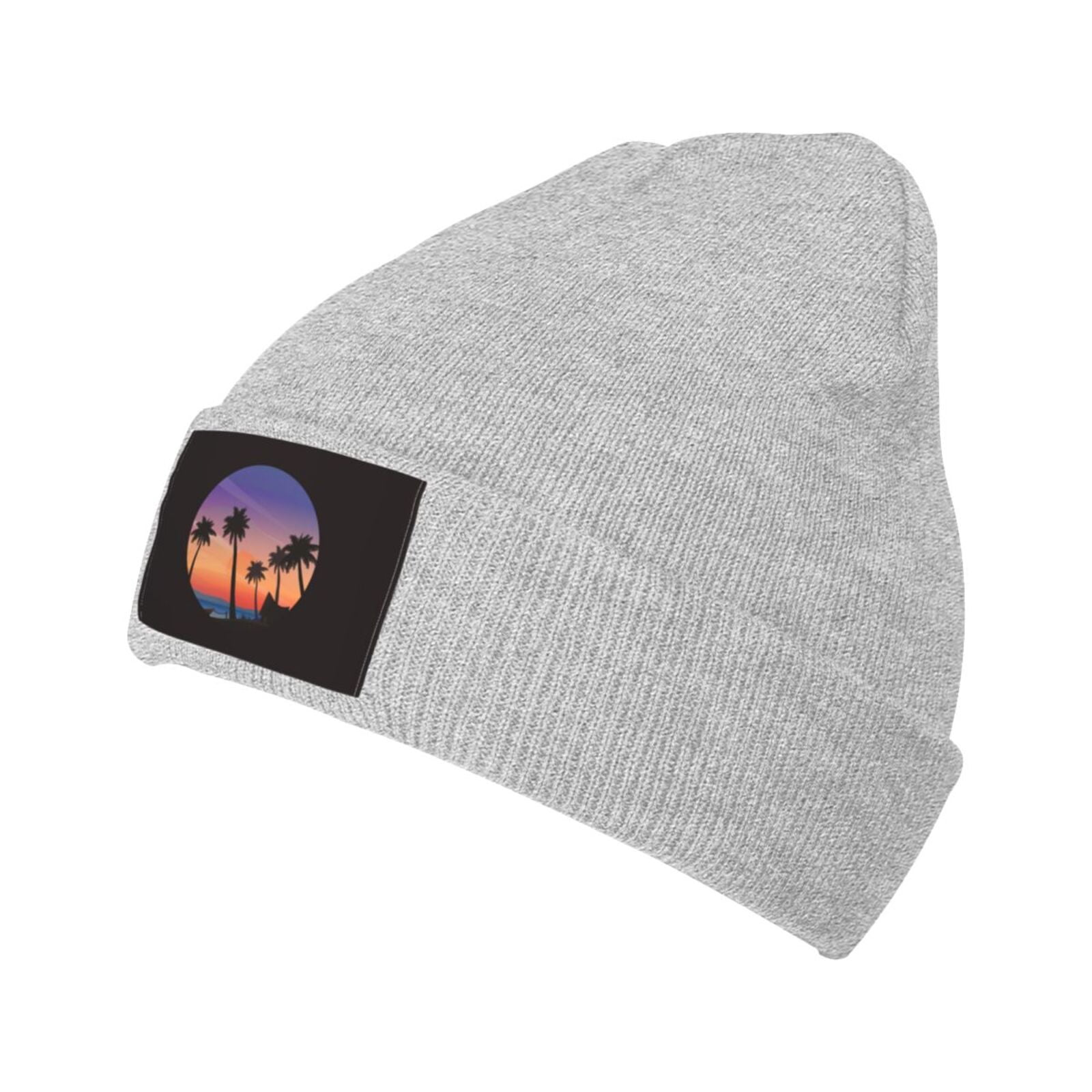 XMXT Winter Casual Beanie Hats for Men Women, Sunset Coconut Tree ...