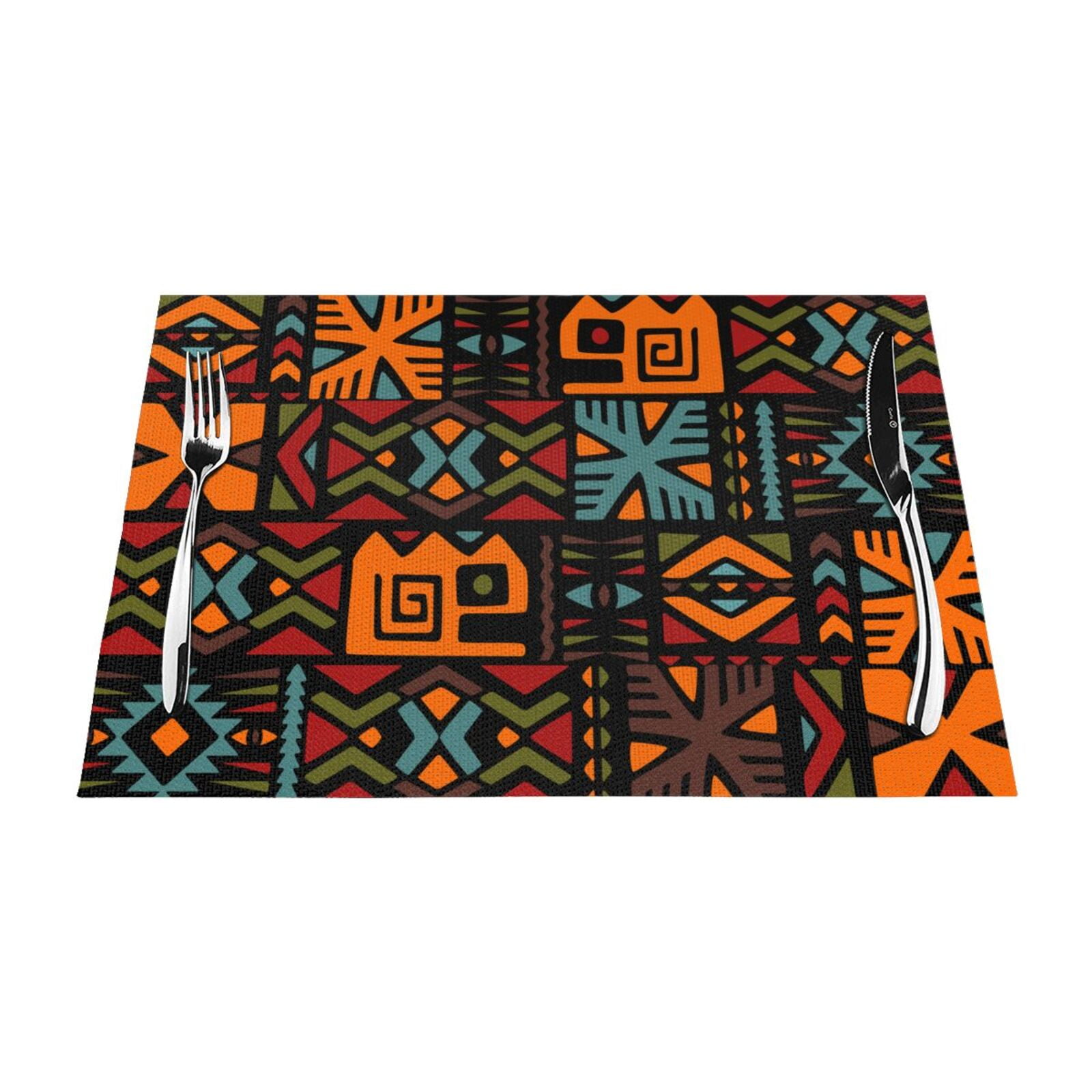 XMXT Woven Placemats Set of 1, African Tribal Decoration Graffiti Stain ...