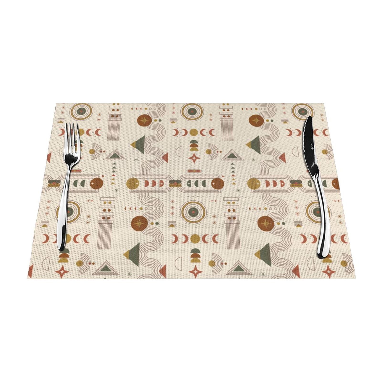 XMXT Woven Placemats Set of 1, Boho Geometric Prints Stain Resistant ...