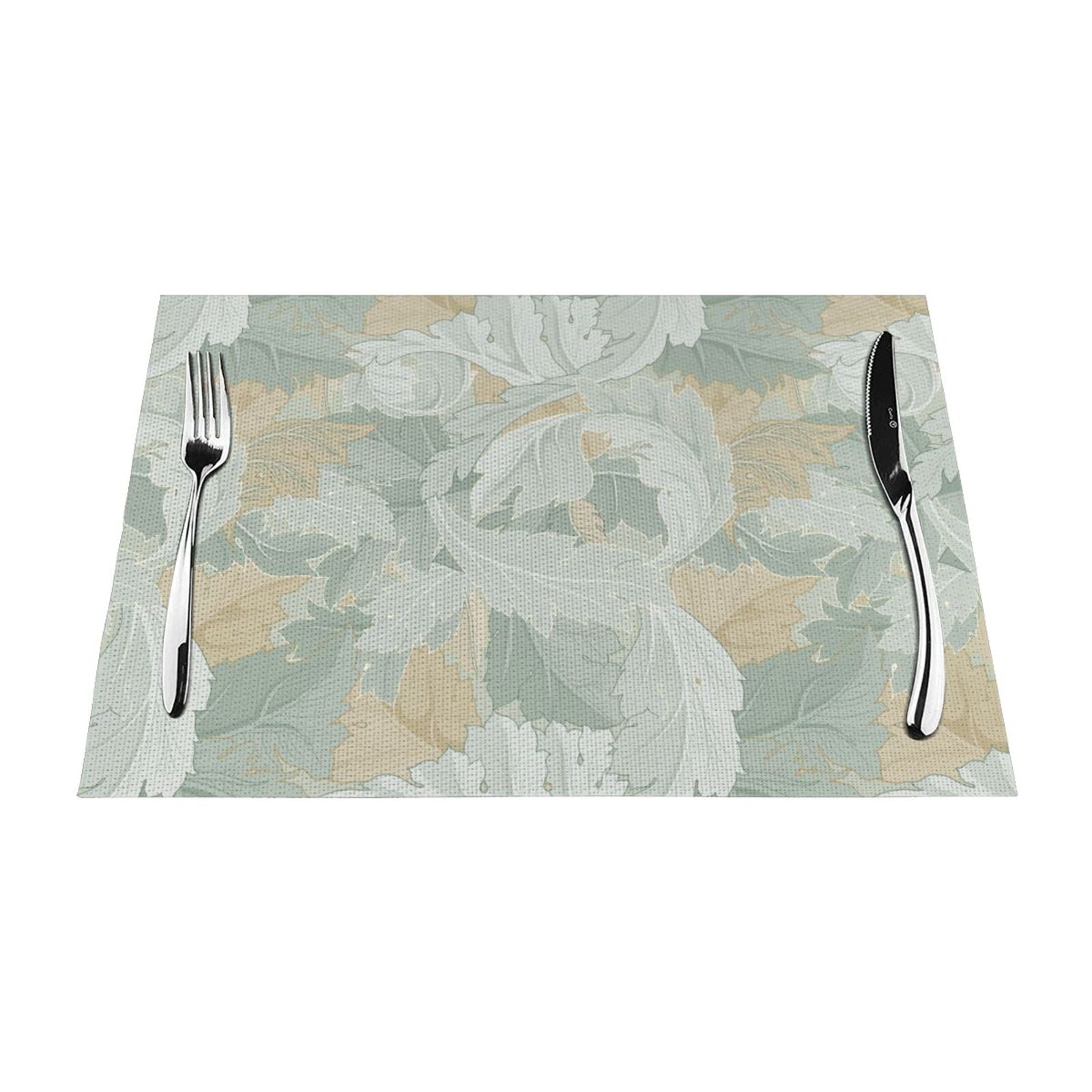 XMXT Woven Placemats Set of 1, Classical Leaves Hand Painted Stain ...