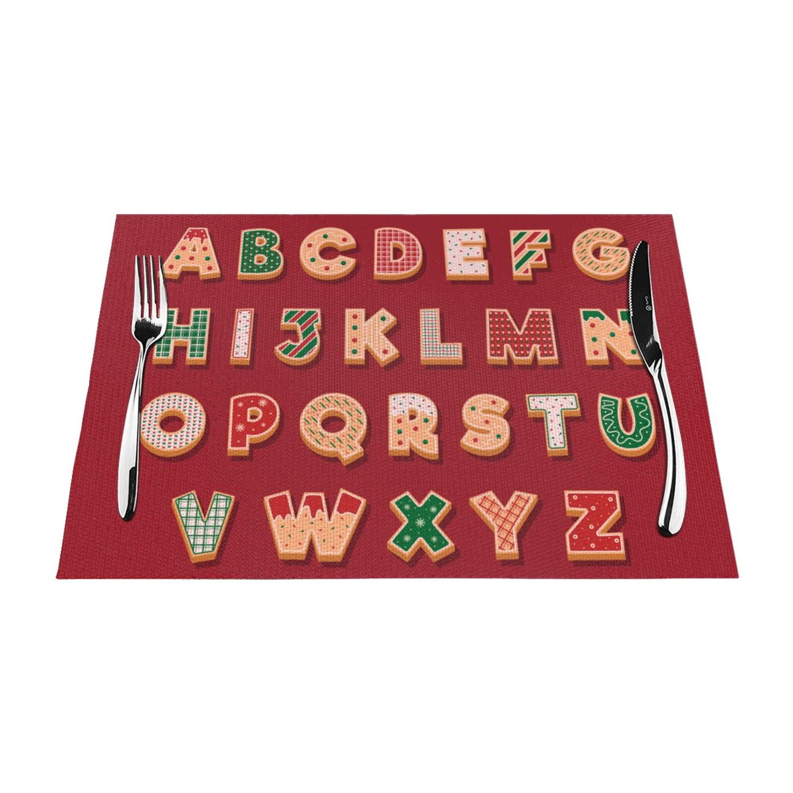 XMXT Woven Placemats Set of 4, Candy Alphabet Print Stain Resistant ...