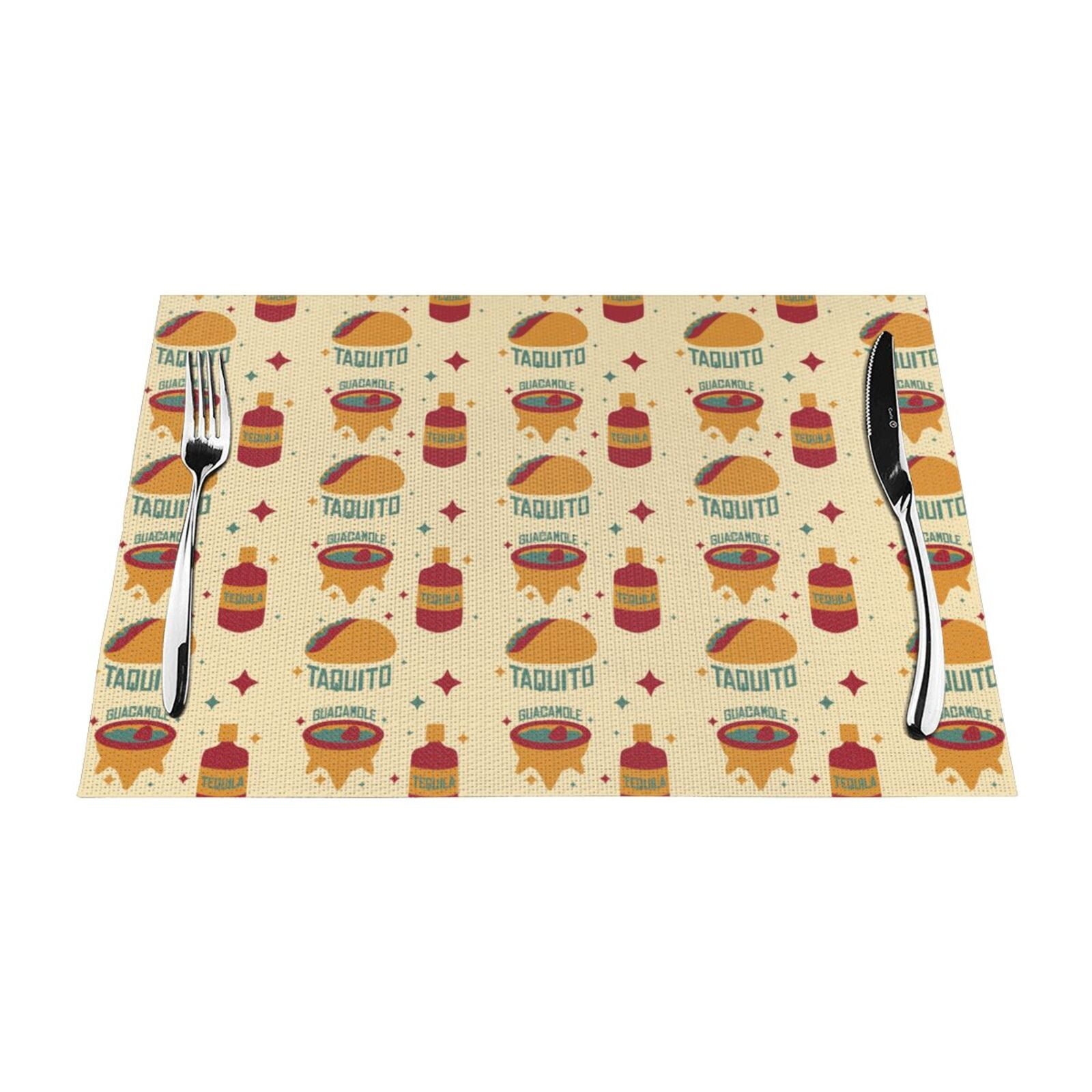 XMXT Woven Placemats Set of 4, Cartoon Tequila Sandwich Stain Resistant ...