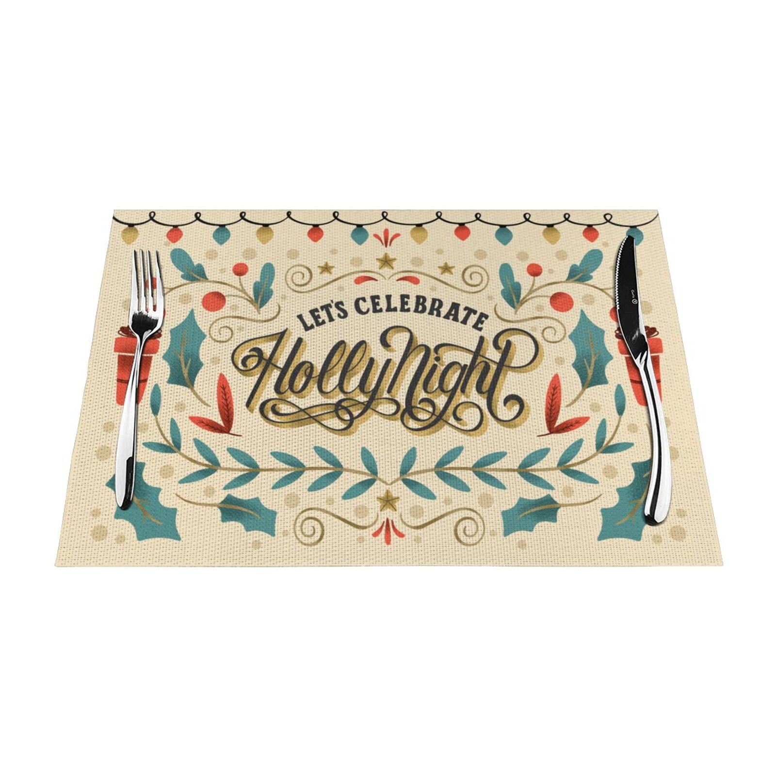 XMXT Woven Placemats Set of 4, Christmas Eve Blessing Stain Resistant ...