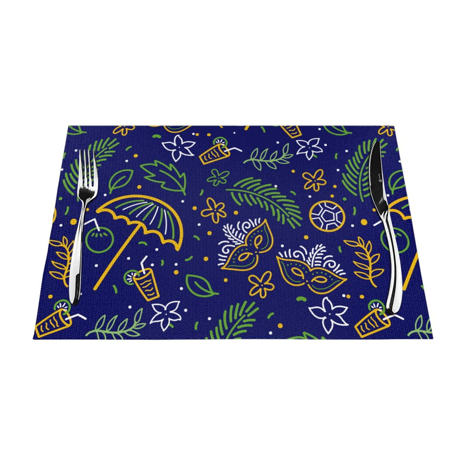XMXT Woven Placemats Set of 6, Hand Painted Brazilian Carnival Stain ...