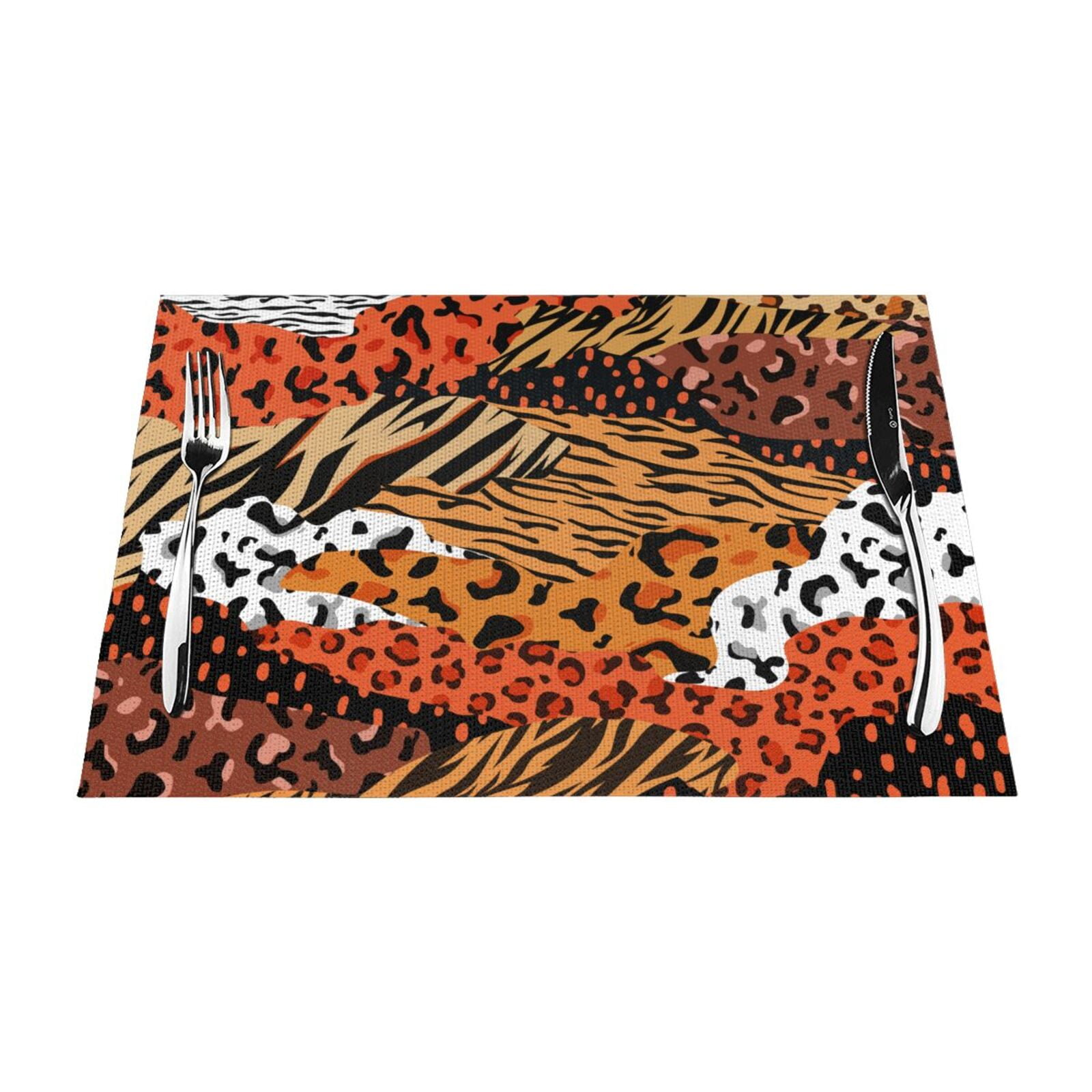 XMXT Woven Placemats Set of 6, Tattoo Collage Pattern Stain Resistant ...