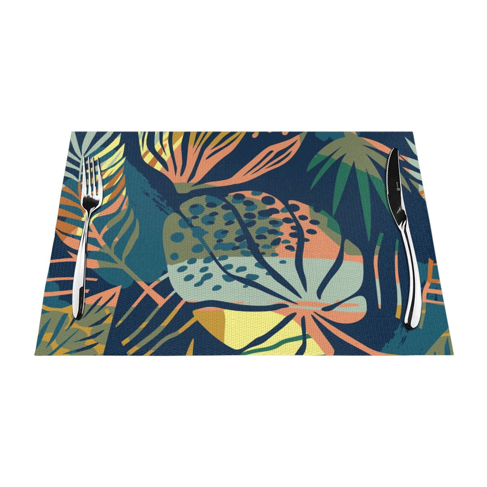XMXT Woven Placemats Set of 6, Tropical Plant Leaves Stain Resistant ...