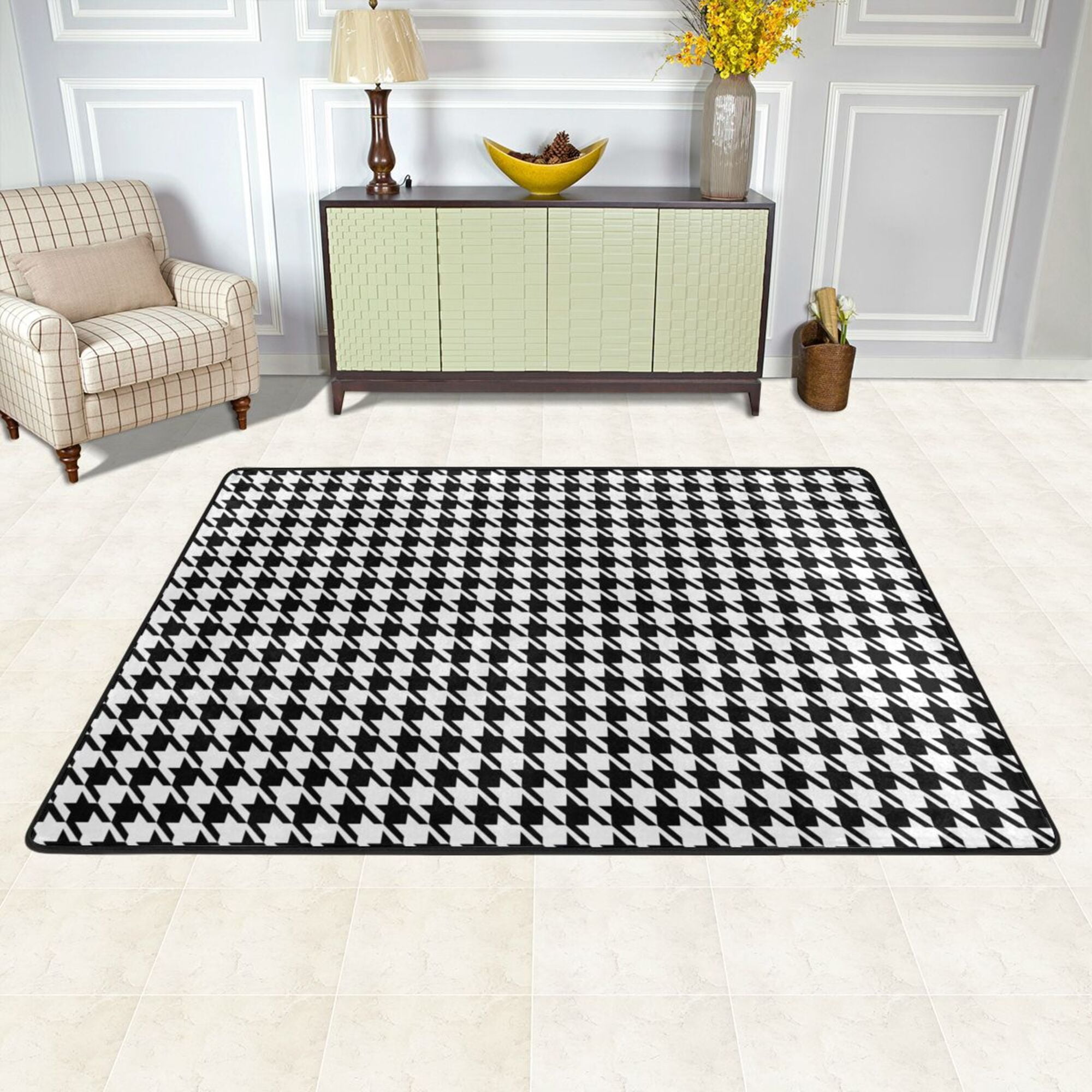 XMXY Area Rugs Doormat Outdoor Entrance , Houndstooth Check Facecloth ...