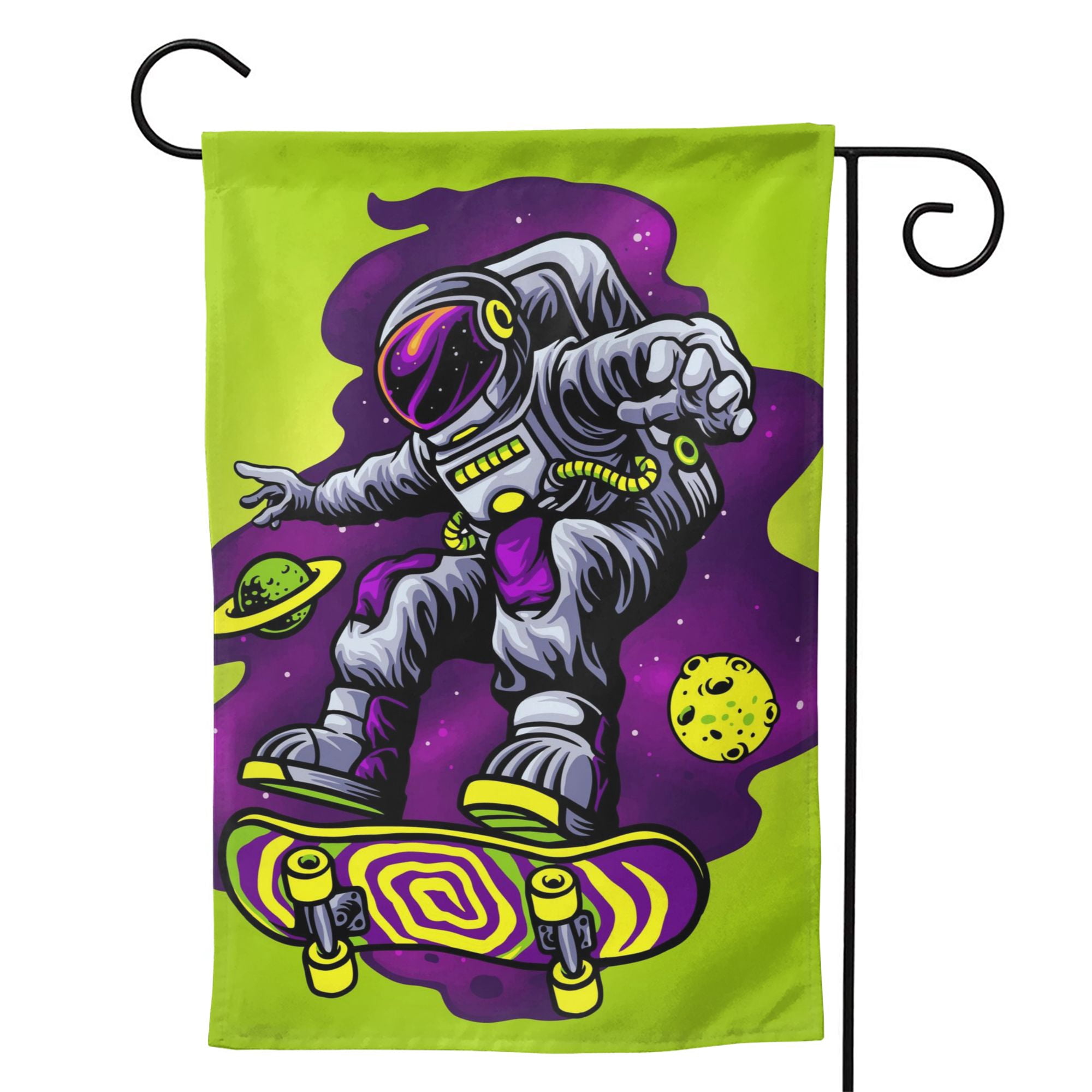 XMXY Astronaut Skateboard Galaxy Space Garden Flags Double Sided ...