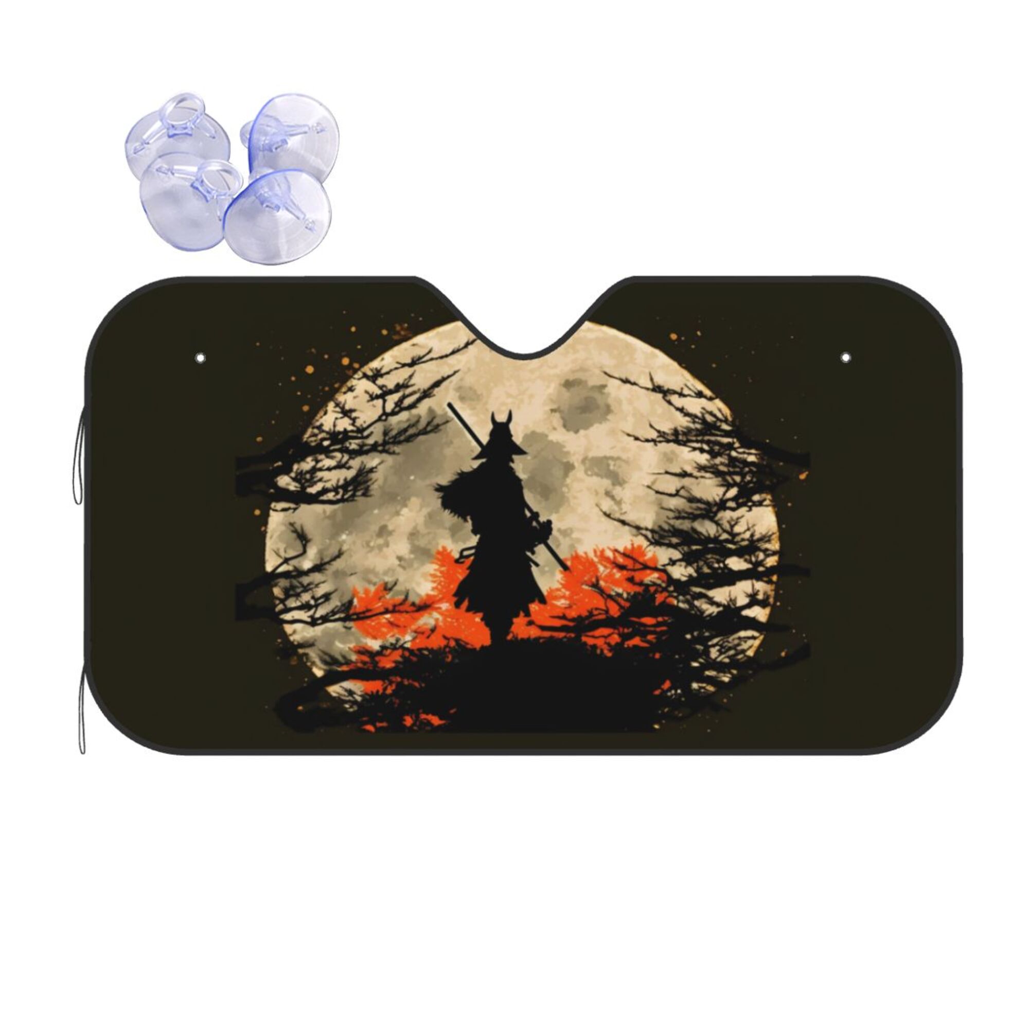 XMXY Car Sun Shade Windshield, Anime Man Samurai Moon Automotive Front ...