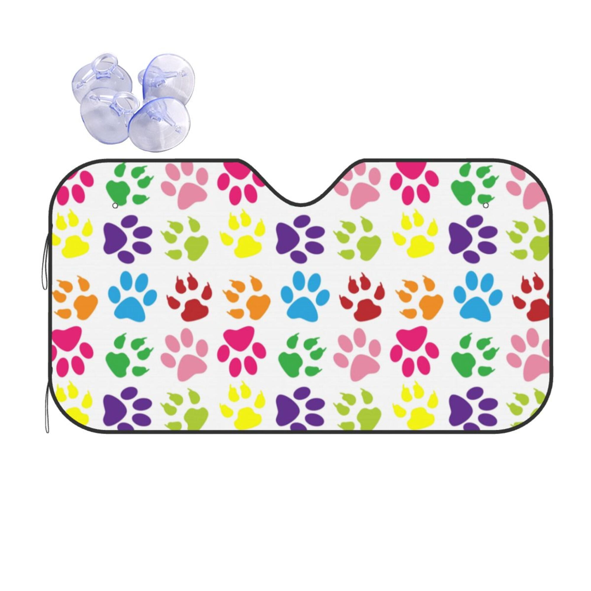 XMXY Car Sun Shade Windshield, Colorful Animal Paw Tracks Automotive ...
