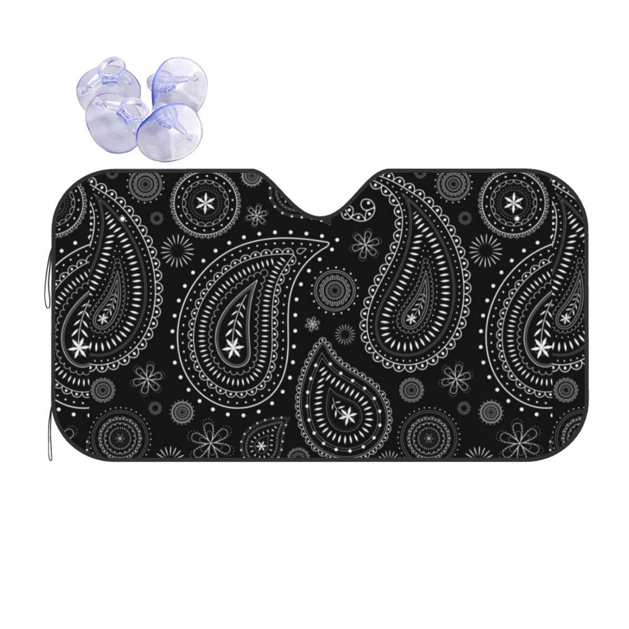 XMXY Car Sun Shade Windshield, Paisley Black Abstract Aesthetic ...
