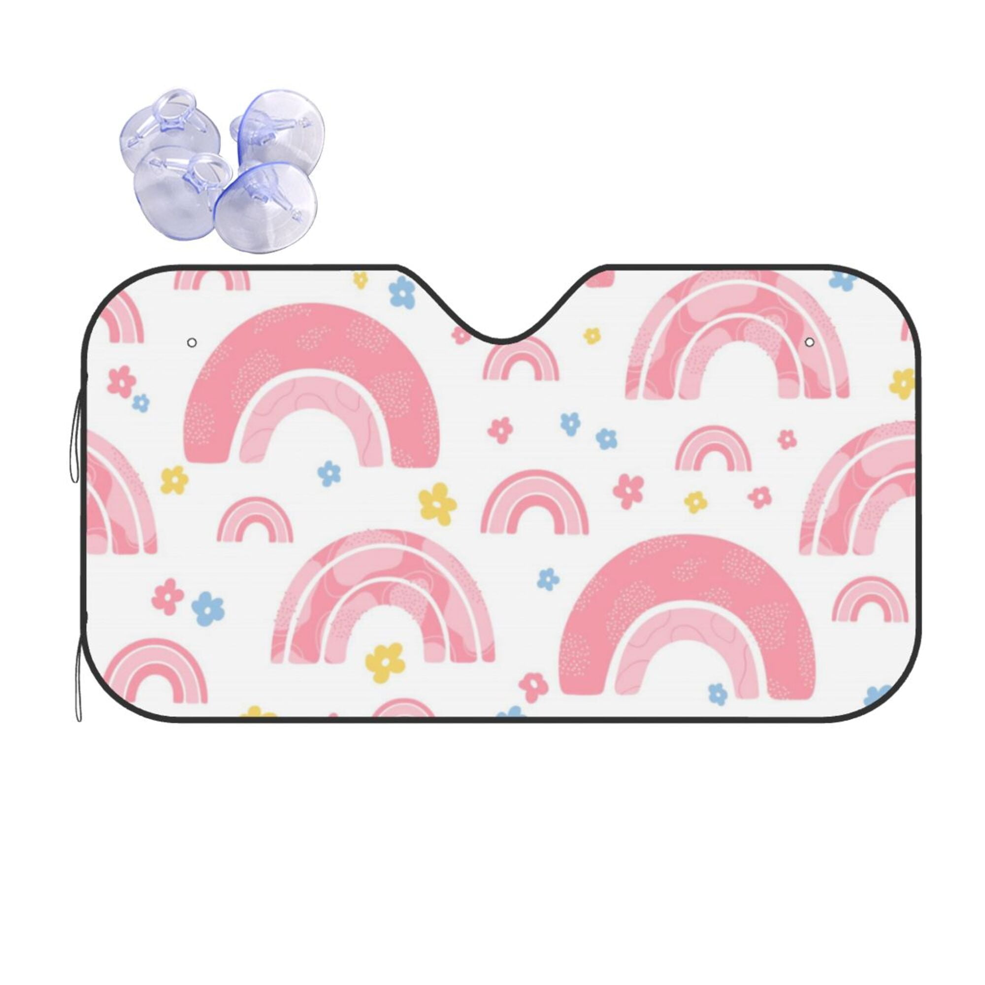 XMXY Car Sun Shade Windshield, Pastel Rainbow Cute Flower Automotive ...