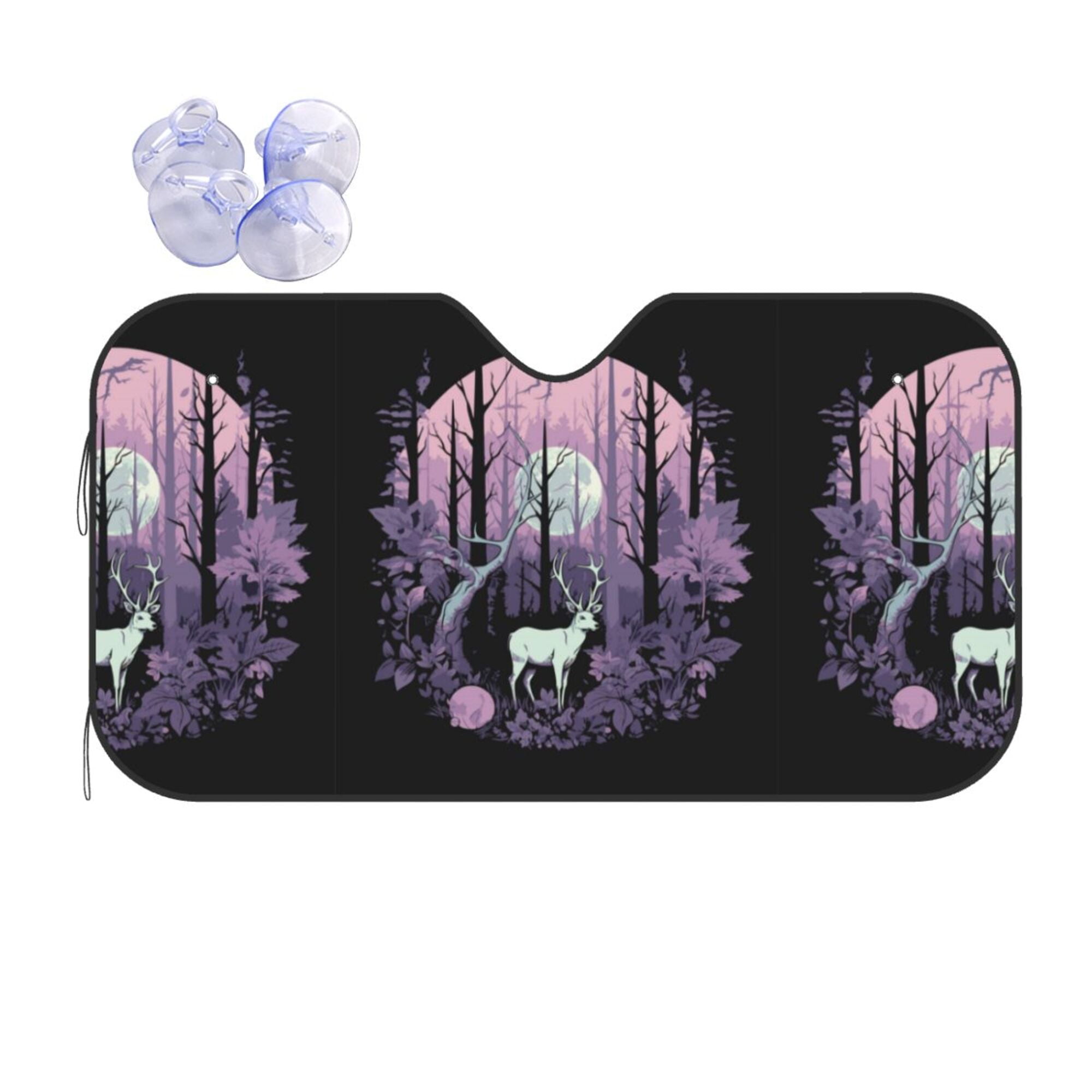 XMXY Car Sun Shade Windshield, Purple Forest Moon Deer Automotive Front ...