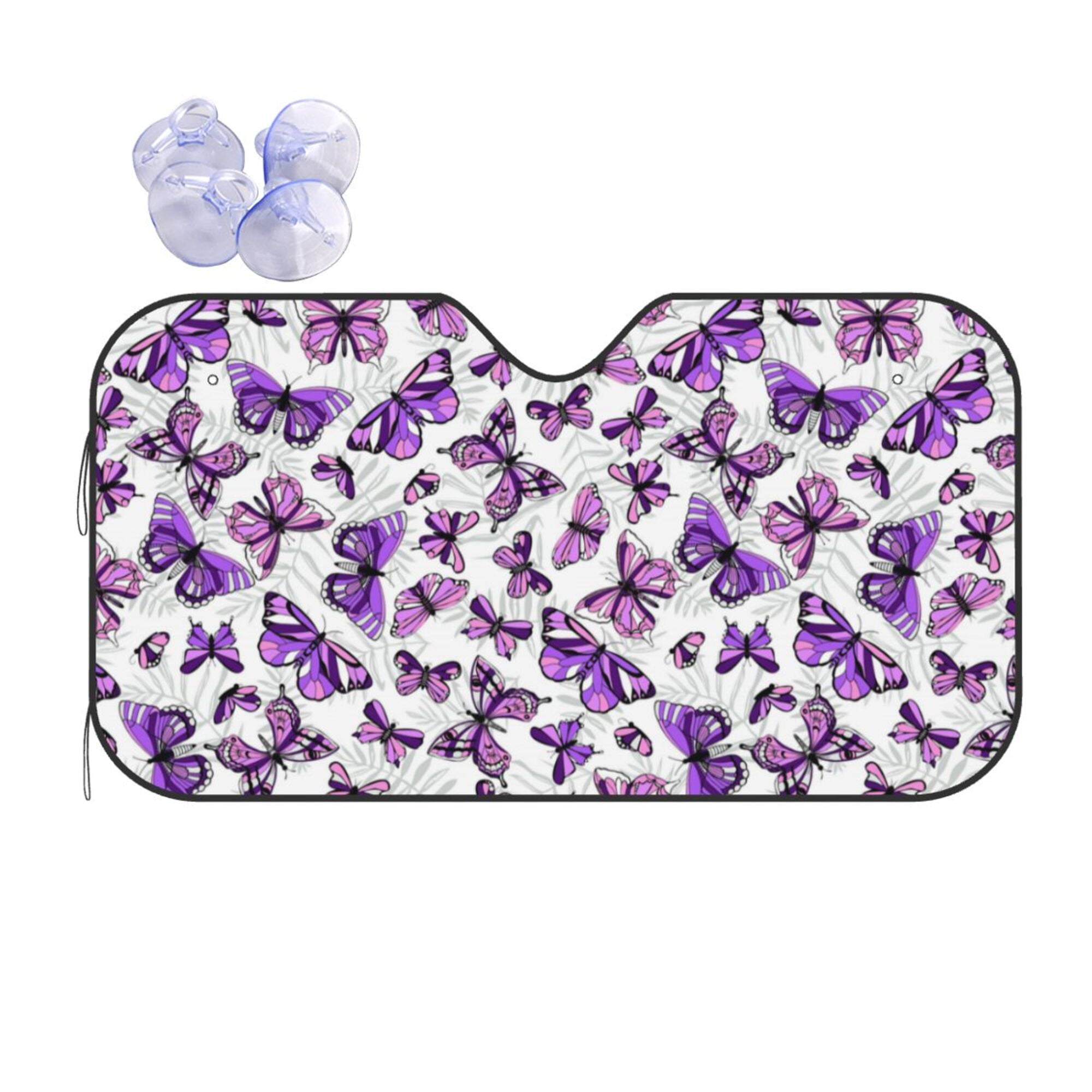 XMXY Car Sun Shade Windshield, Purple Painted Butterfly Automotive ...