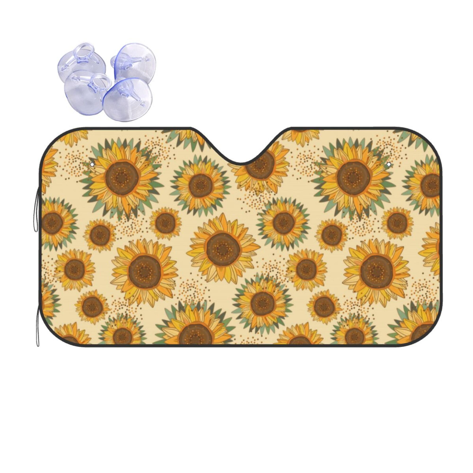 XMXY Car Sun Shade Windshield, Sunflowers Nature Beige Background ...