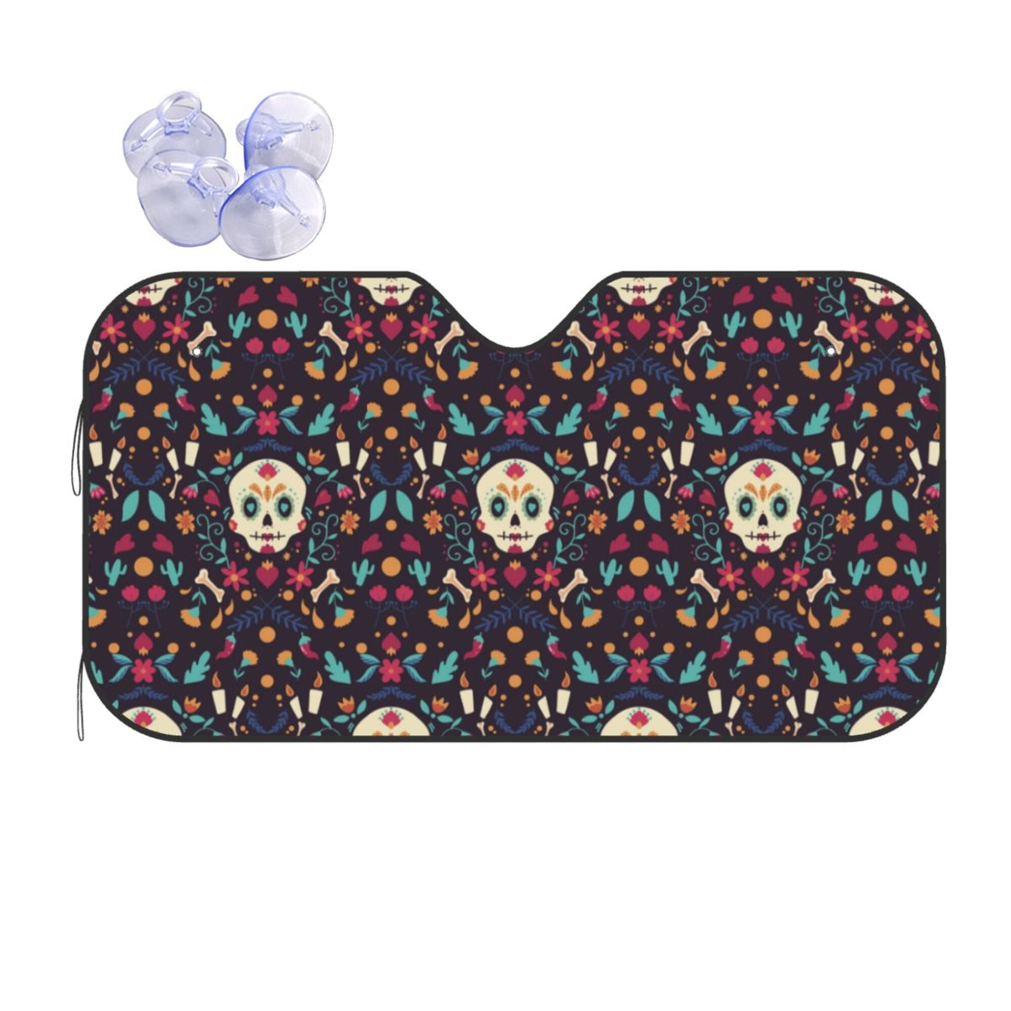 XMXY Car Sun Shade Windshield, Traditional Day Of The Dead Skull ...
