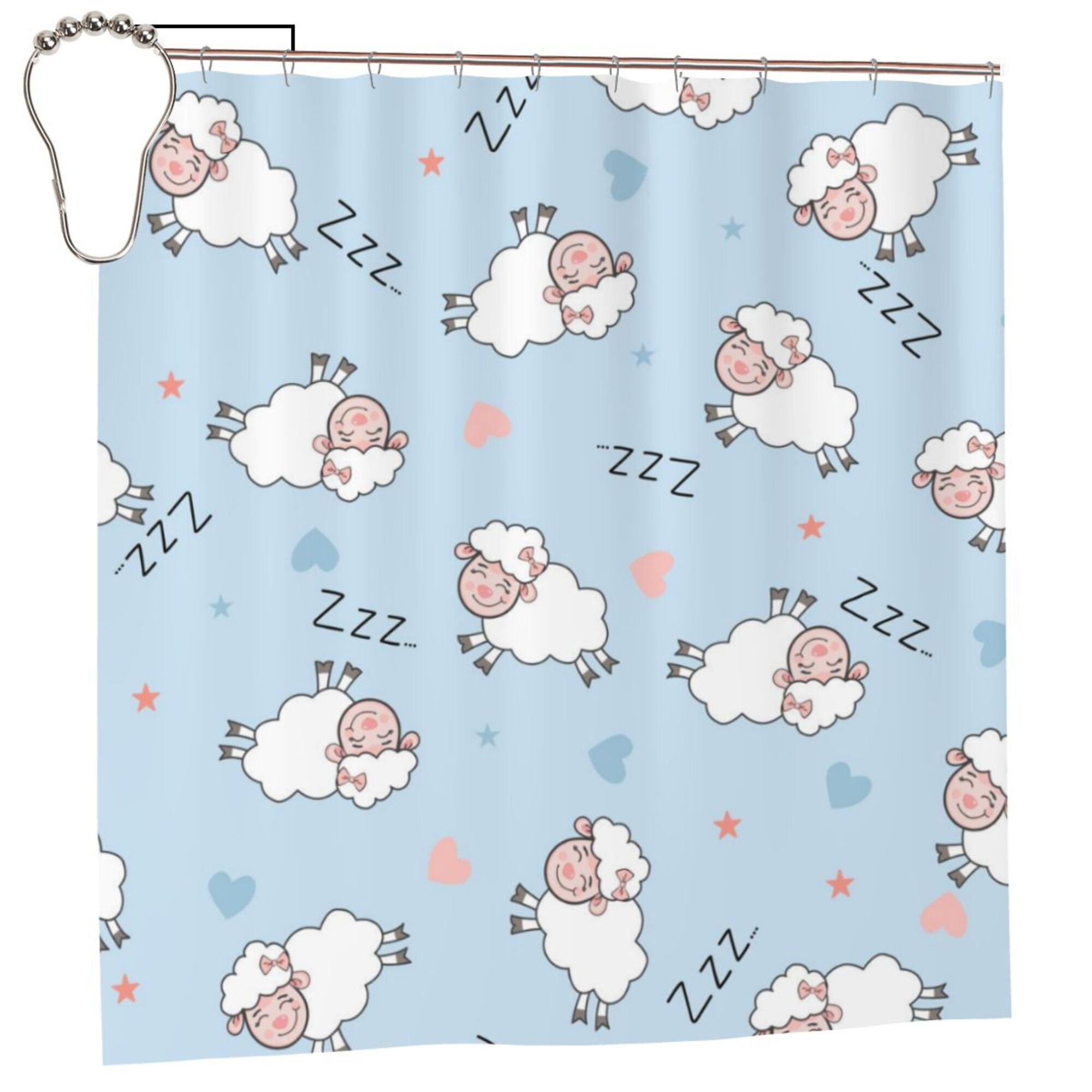XMXY Cartoon Drowsy Sheep Long Shower Curtains, Waterproof Weighted ...