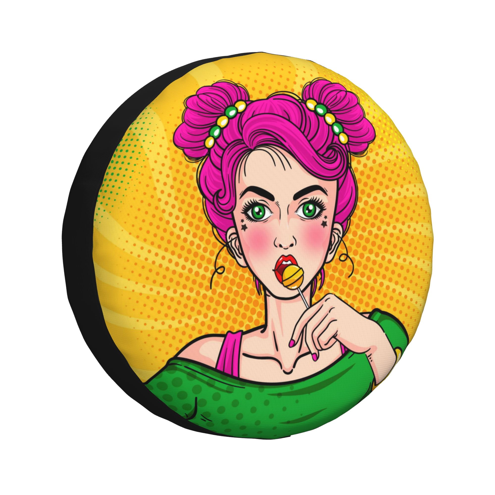 XMXY Cute Art Girl Eating Candy Spare Tire Cover, Universal Waterproof ...