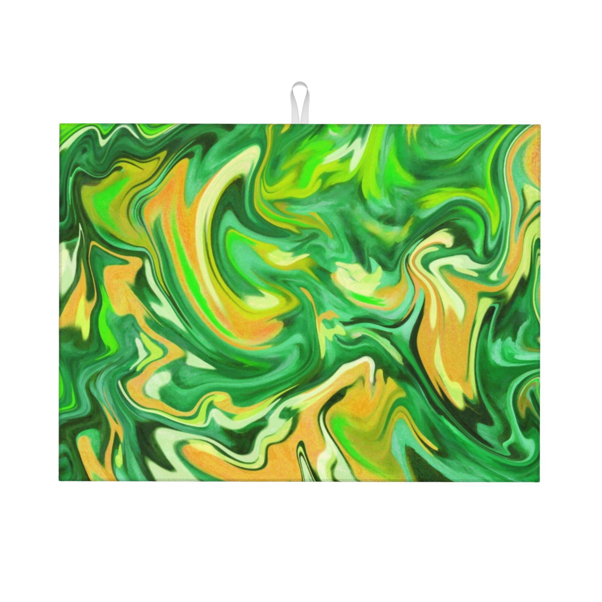 XMXY Dish Drying Mat for Kitchen Counter, Acid Green Marble Texture ...