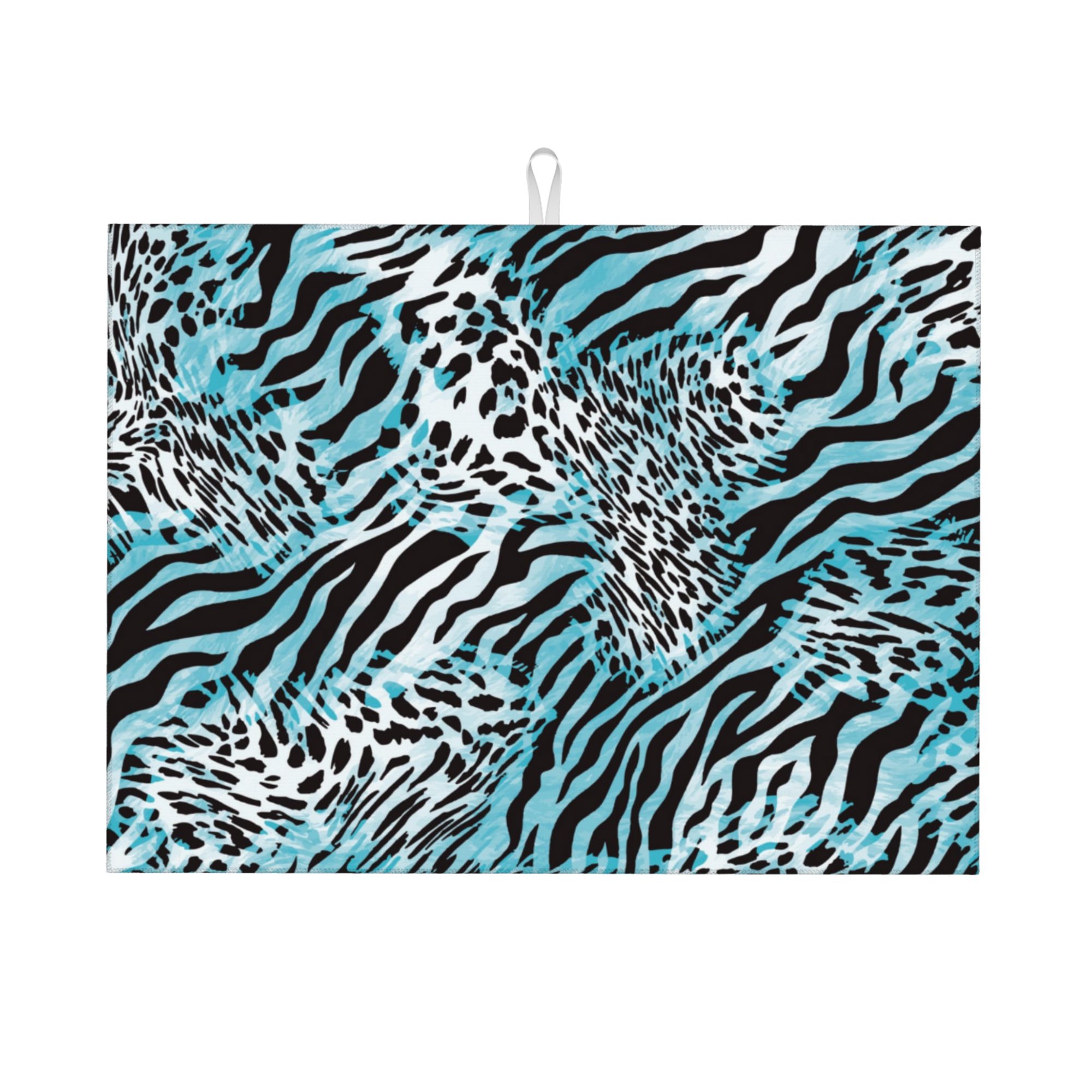 XMXY Dish Drying Mat for Kitchen Counter, Blue Zebra Leopard Print ...