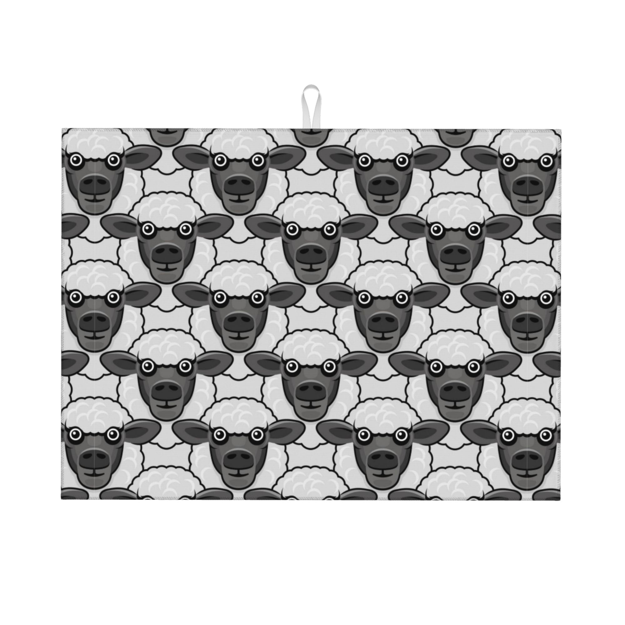 XMXY Dish Drying Mat for Kitchen Counter, Cute Black Nature Sheep Face ...