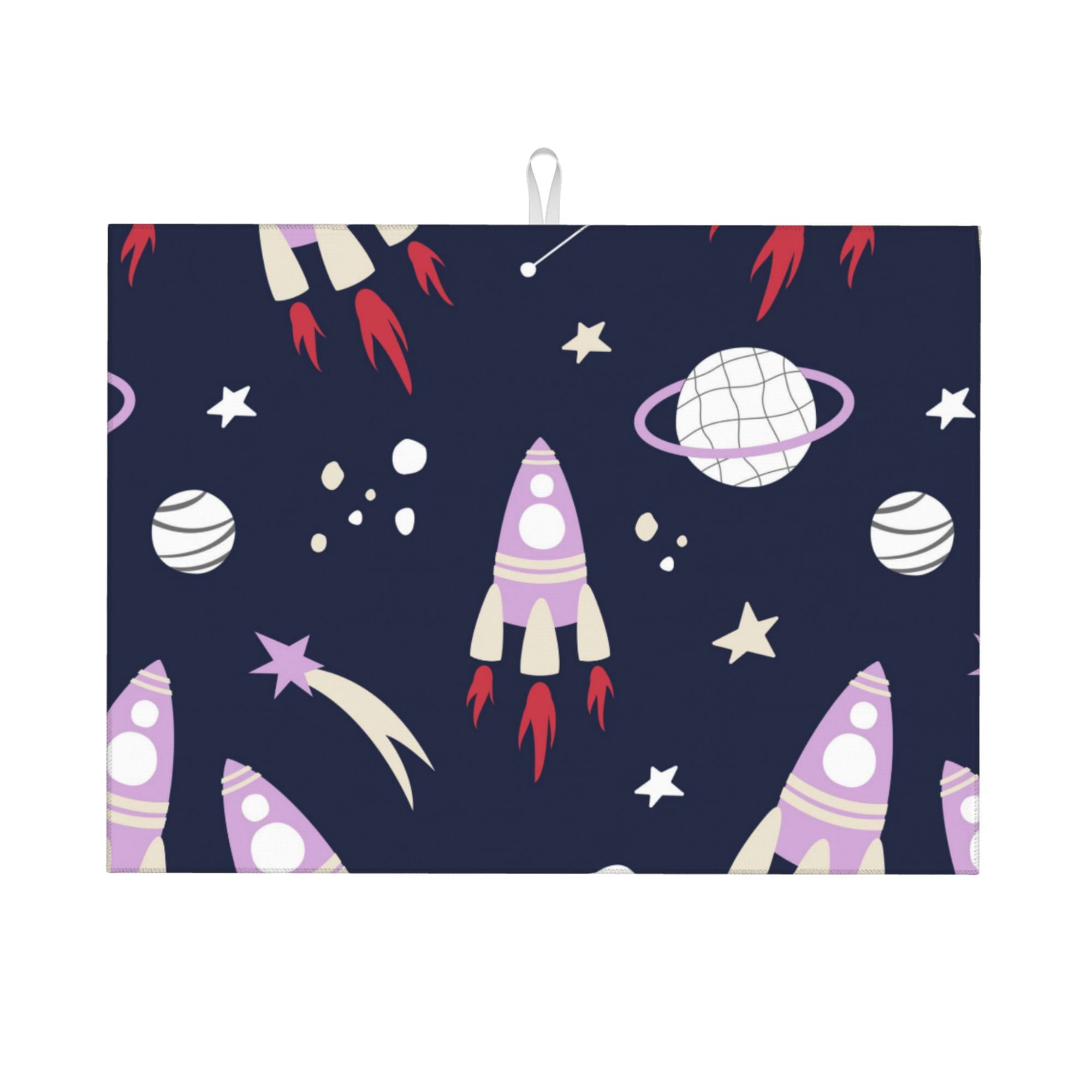 XMXY Dish Drying Mat for Kitchen Counter, Funny Cartoon Rocket ...