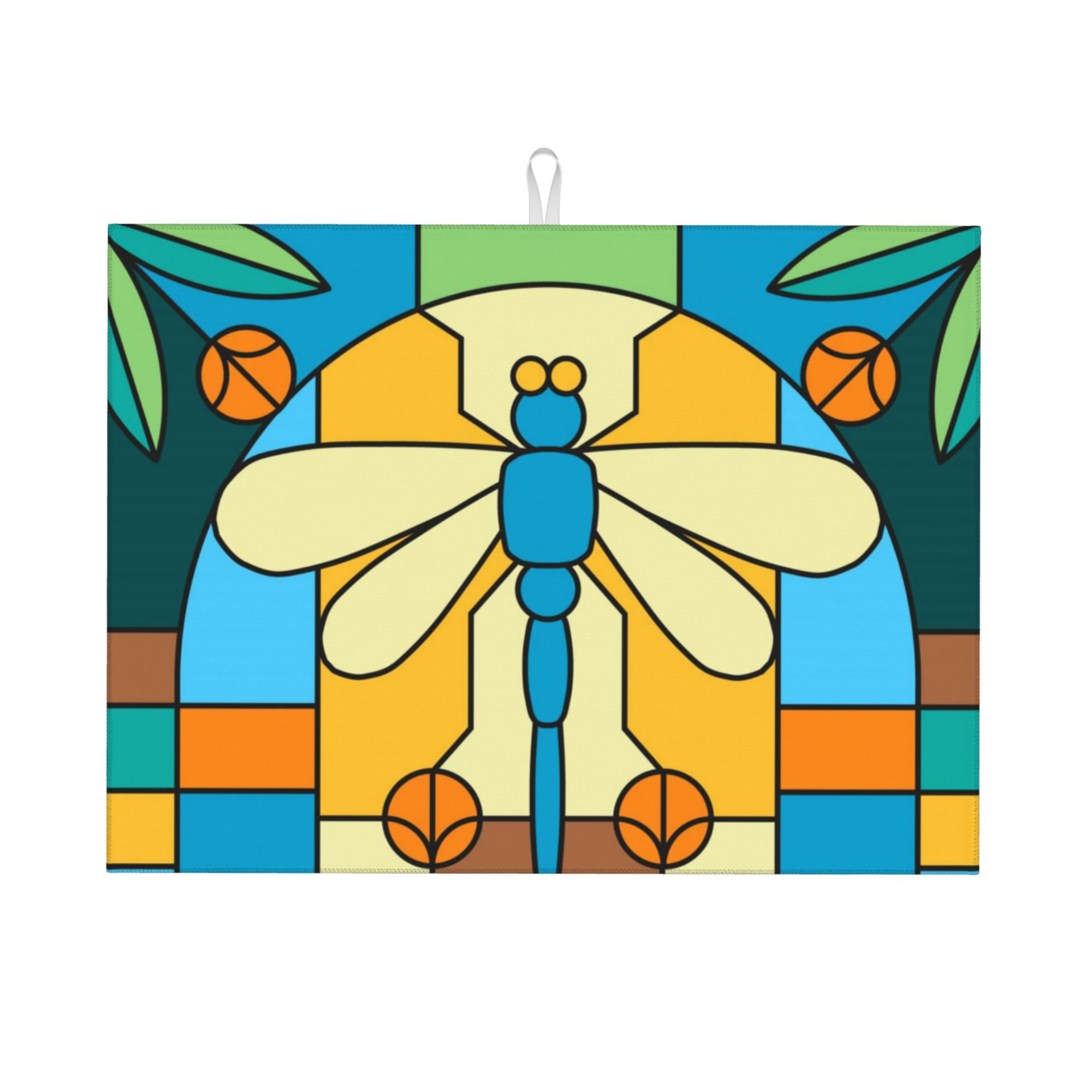 XMXY Dish Drying Mat for Kitchen Counter, Painted Cartoon Dragonfly ...