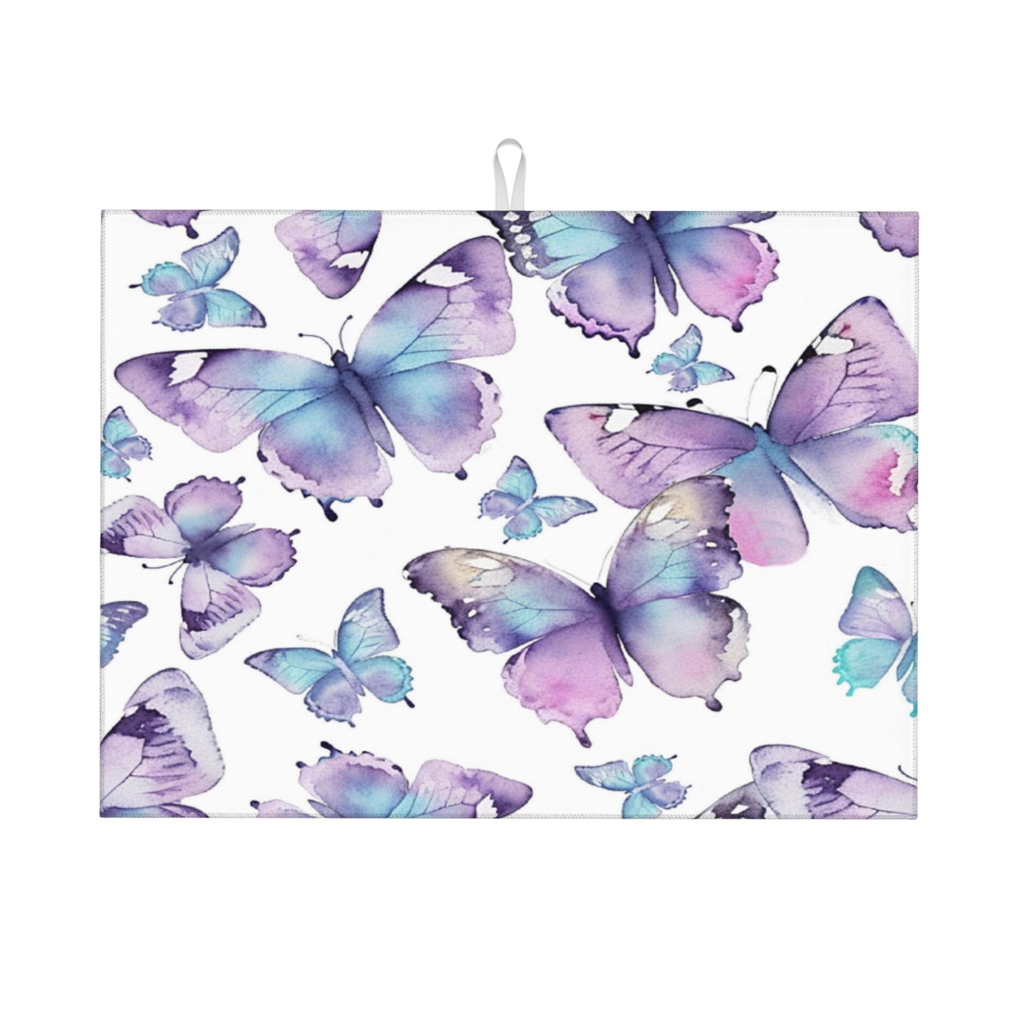 XMXY Dish Drying Mat for Kitchen Counter, Watercolor Pastel Butterfly ...