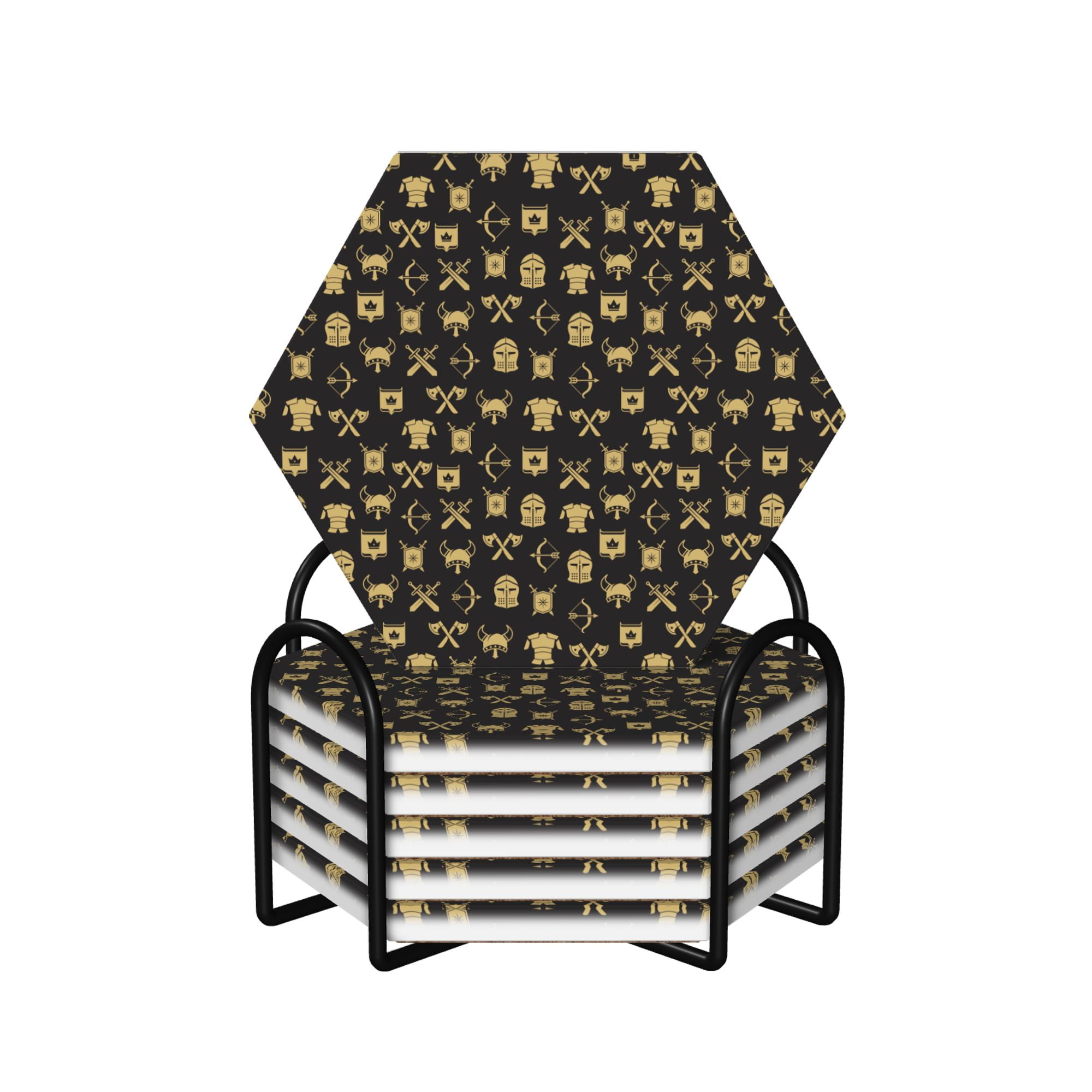 XMXY Drink Coasters with Holder for Coffee Table, Ancient Knight Armor ...