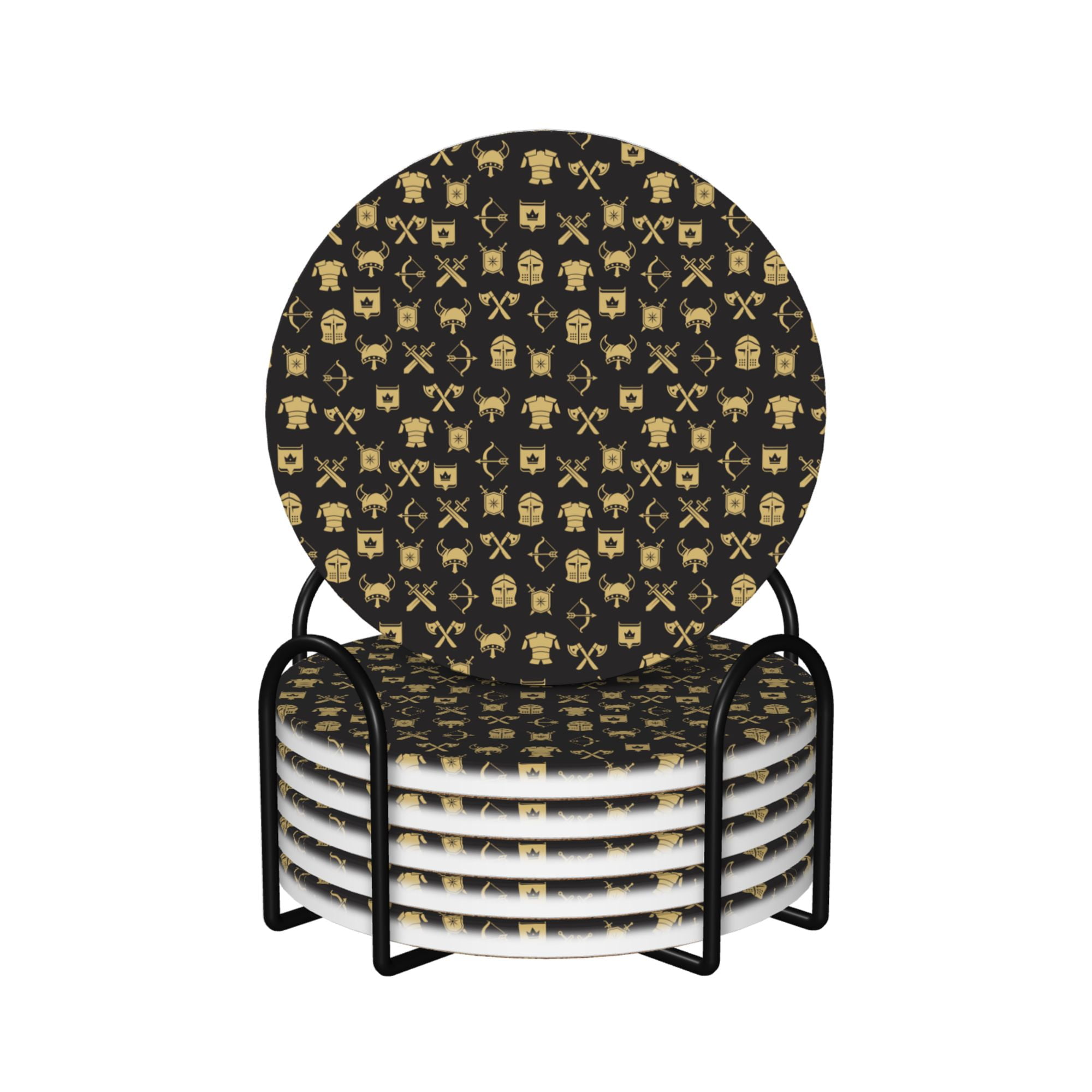 XMXY Drink Coasters with Holder for Coffee Table, Ancient Knight Armor ...