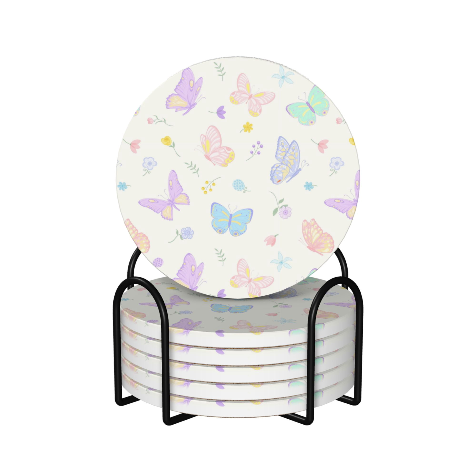 XMXY Drink Coasters with Holder for Coffee Table, Cartoon Cute ...