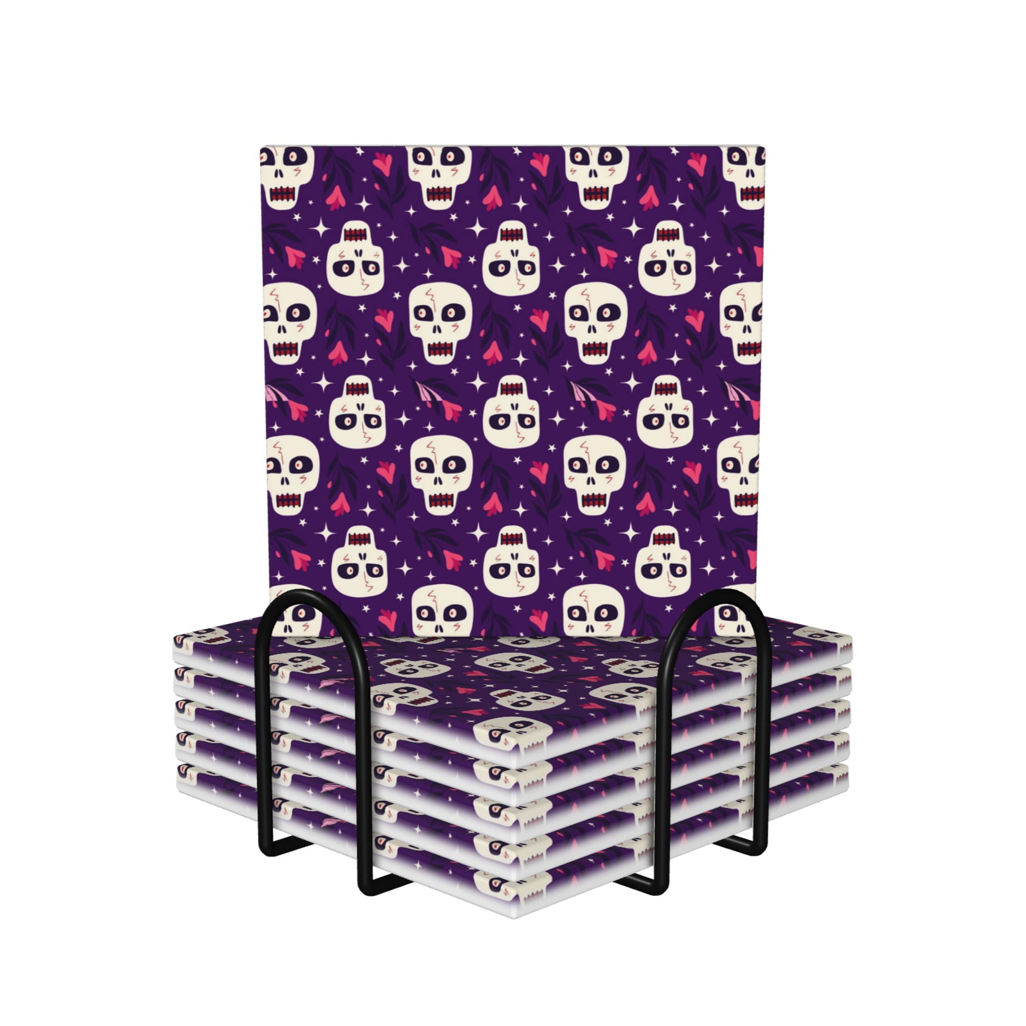 XMXY Drink Coasters with Holder for Coffee Table, Catrina Muertos ...