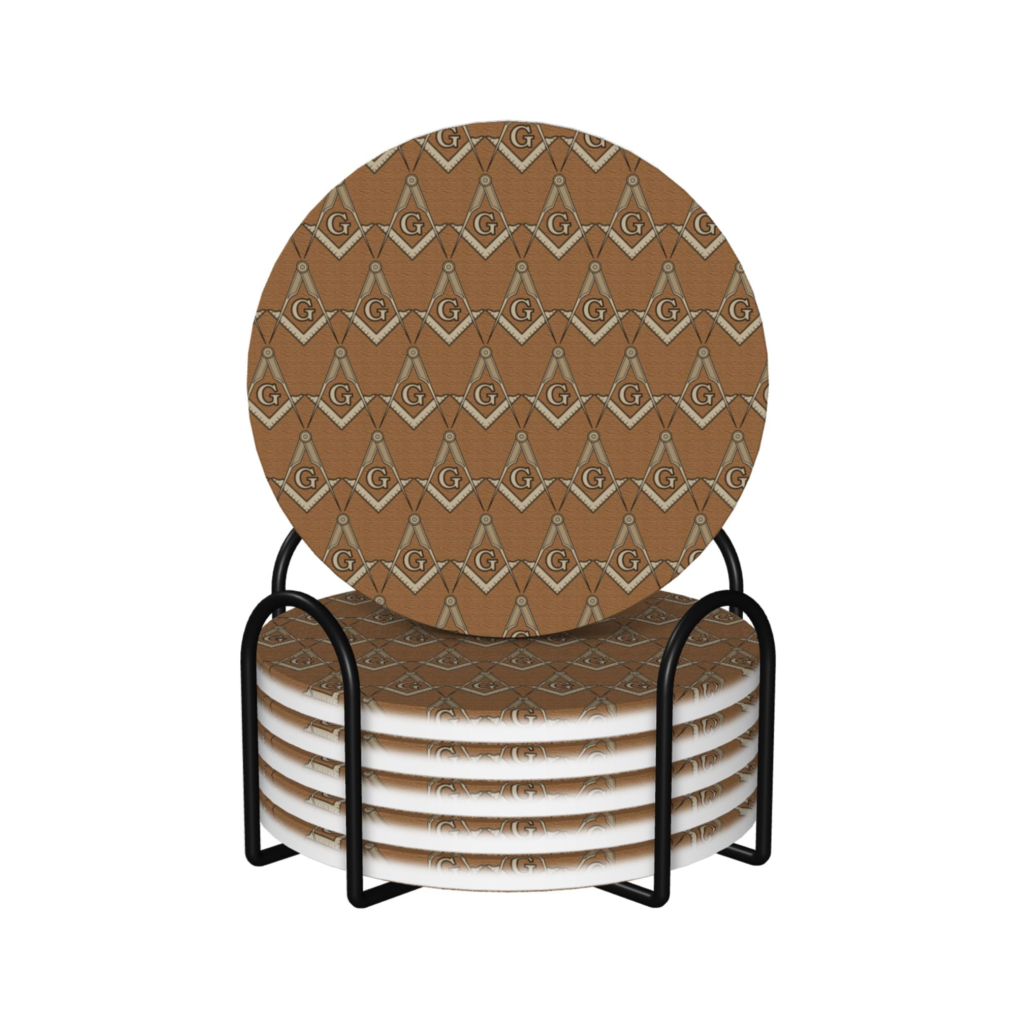 XMXY Drink Coasters with Holder for Coffee Table, Classical Brown ...