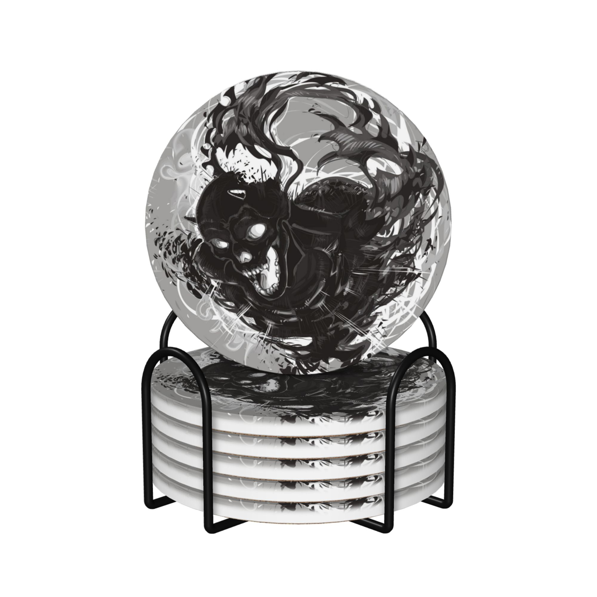 XMXY Drink Coasters with Holder for Coffee Table, Danger Skull Pirate ...