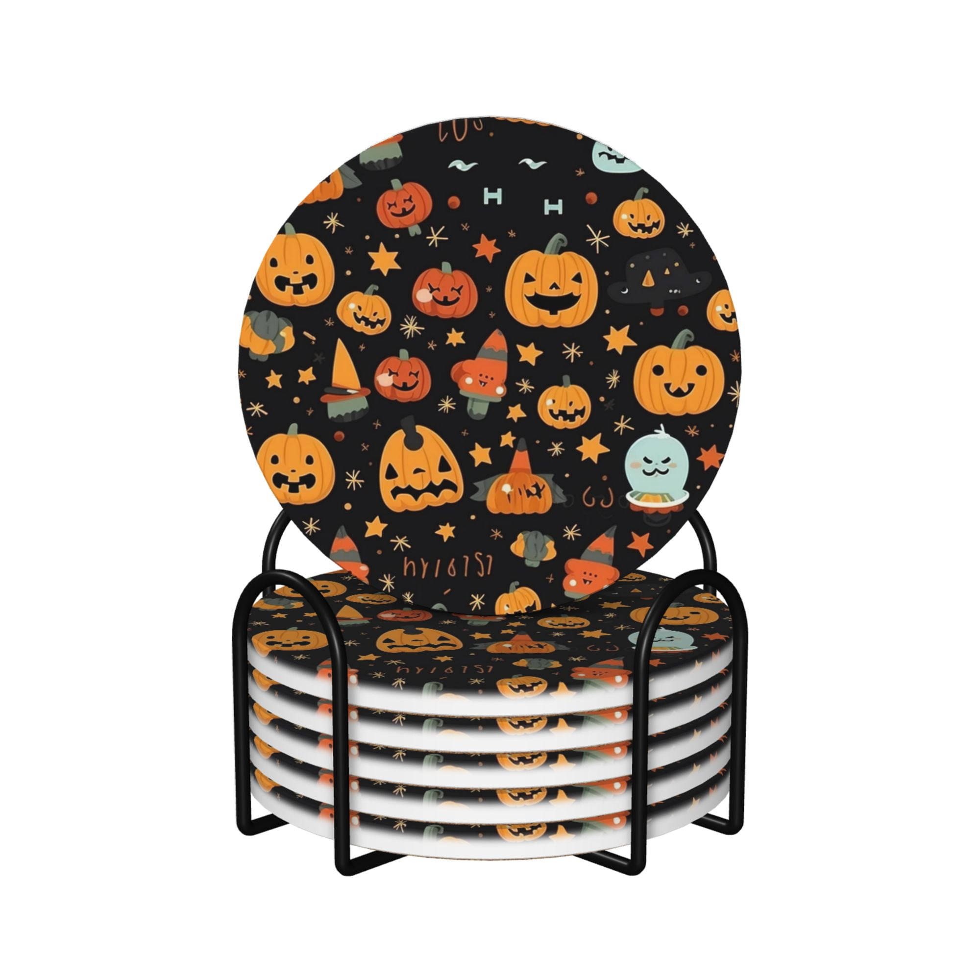 XMXY Drink Coasters with Holder for Coffee Table, Evil Horror Spooky ...