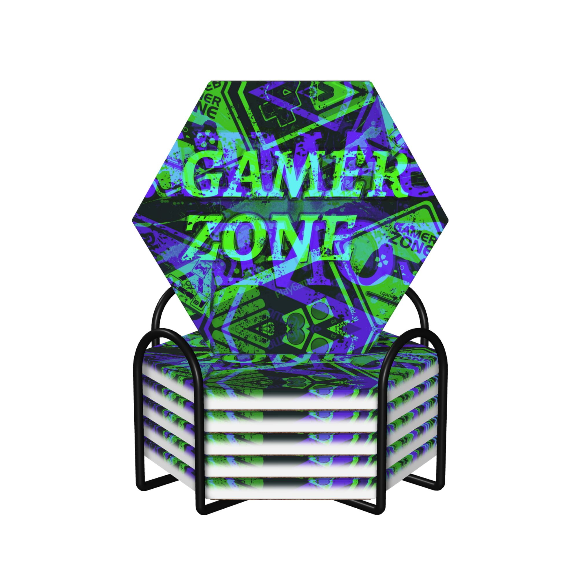 XMXY Drink Coasters with Holder for Coffee Table, Gaming Gamer Blue ...