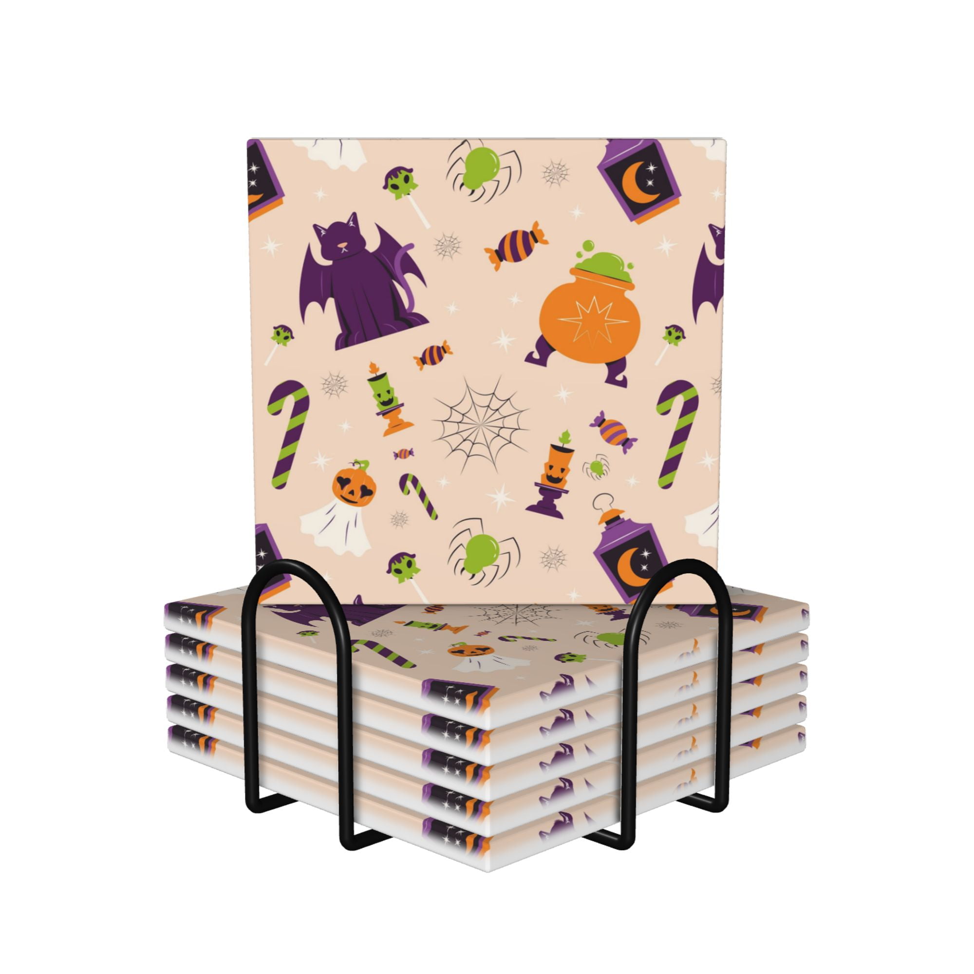 XMXY Drink Coasters with Holder for Coffee Table, Halloween Season ...