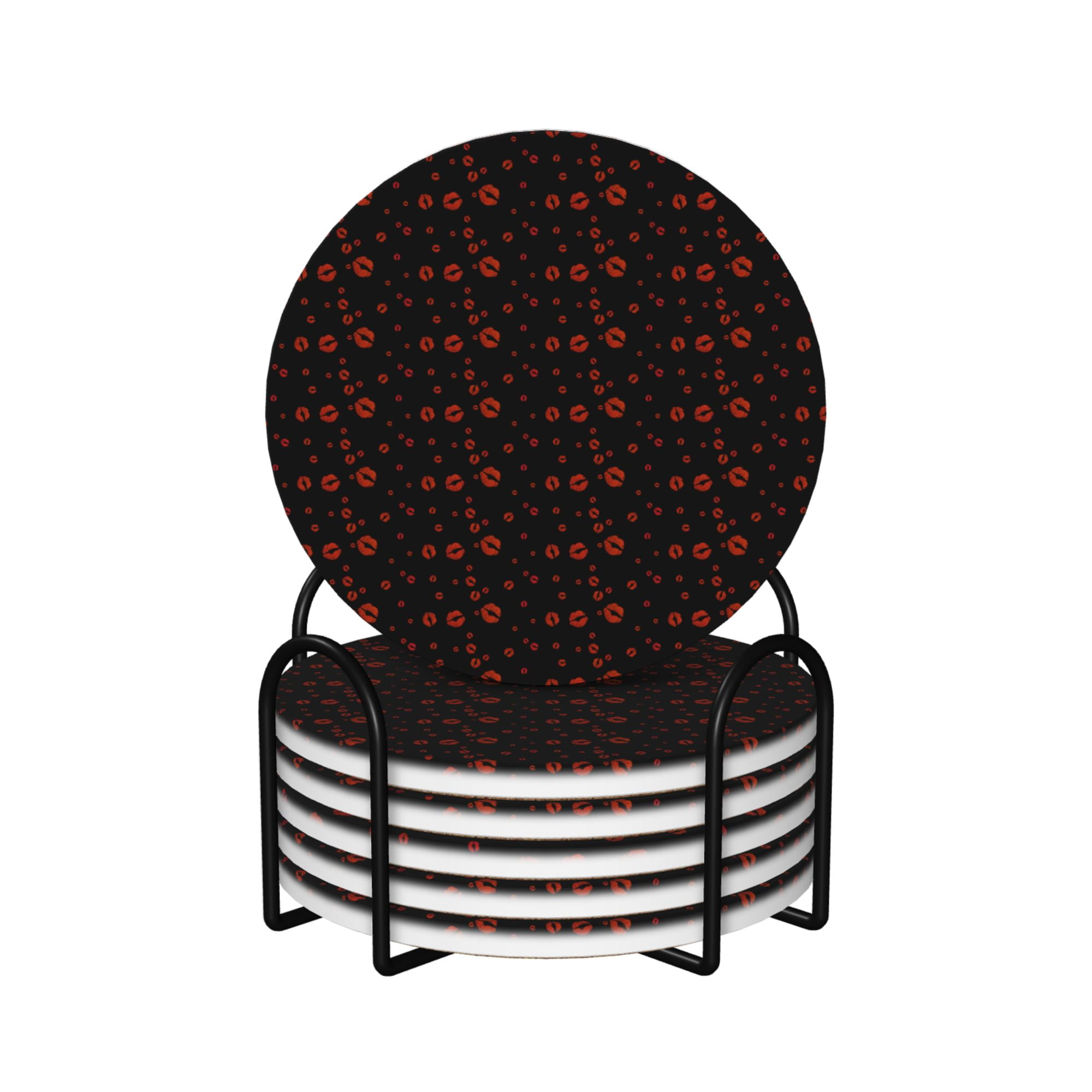 XMXY Drink Coasters with Holder for Coffee Table, Love Red Lips ...