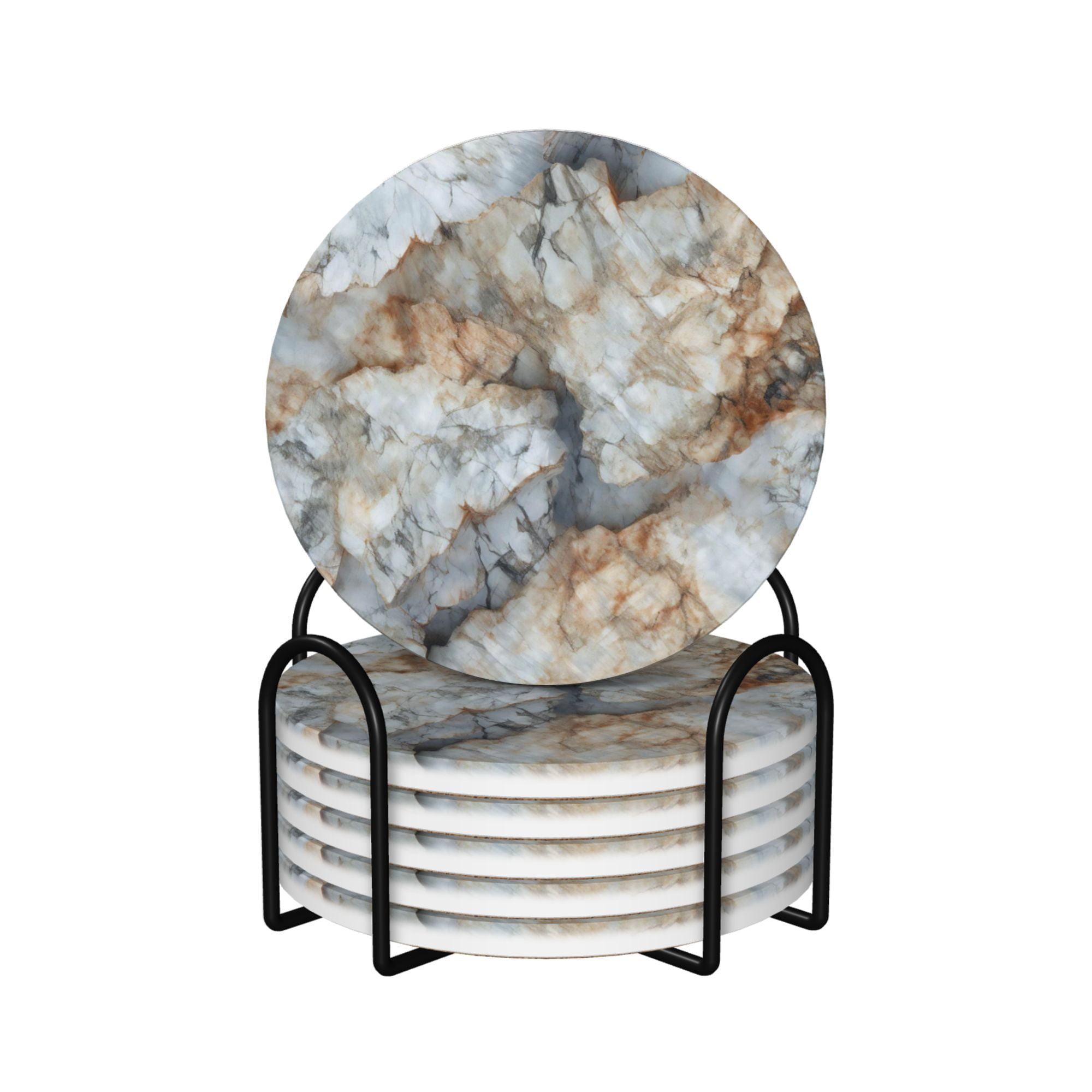 XMXY Drink Coasters with Holder for Coffee Table, Marble Texture ...