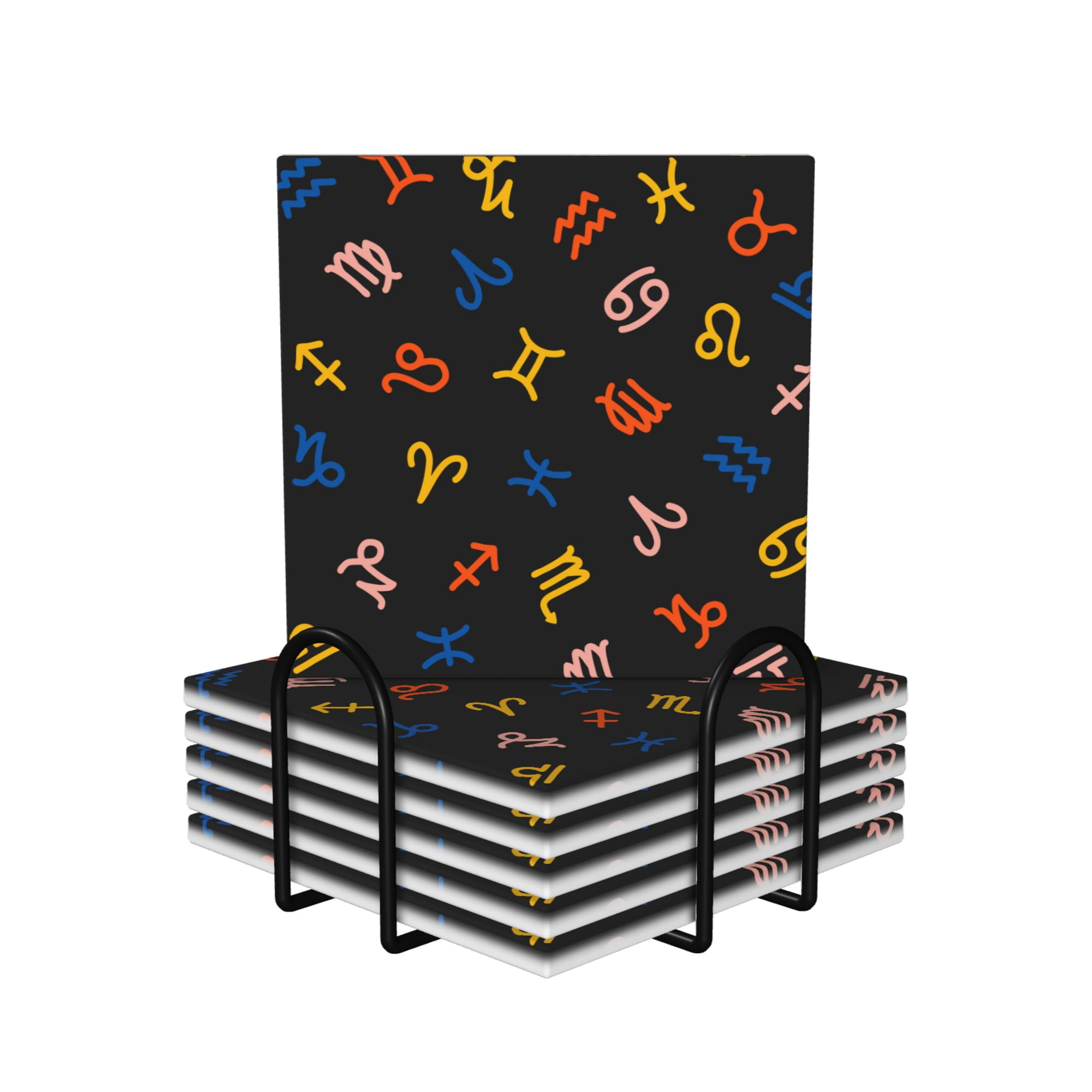 XMXY Drink Coasters with Holder for Coffee Table, Multiple Strange ...