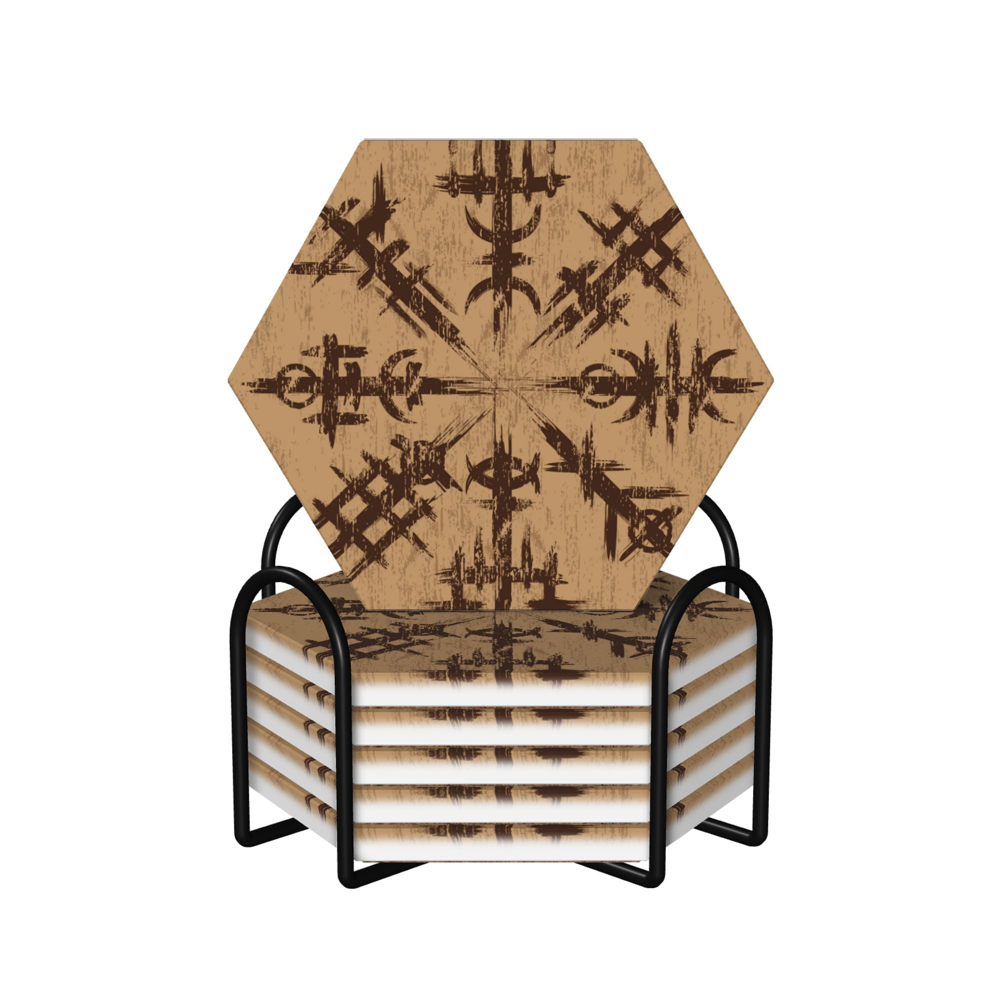 XMXY Drink Coasters with Holder for Coffee Table, Norse Viking Brown ...