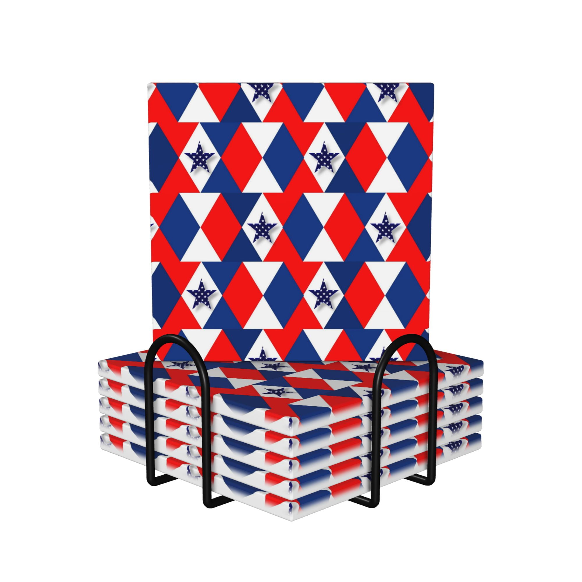 XMXY Drink Coasters with Holder for Coffee Table, Patriotic Red White ...