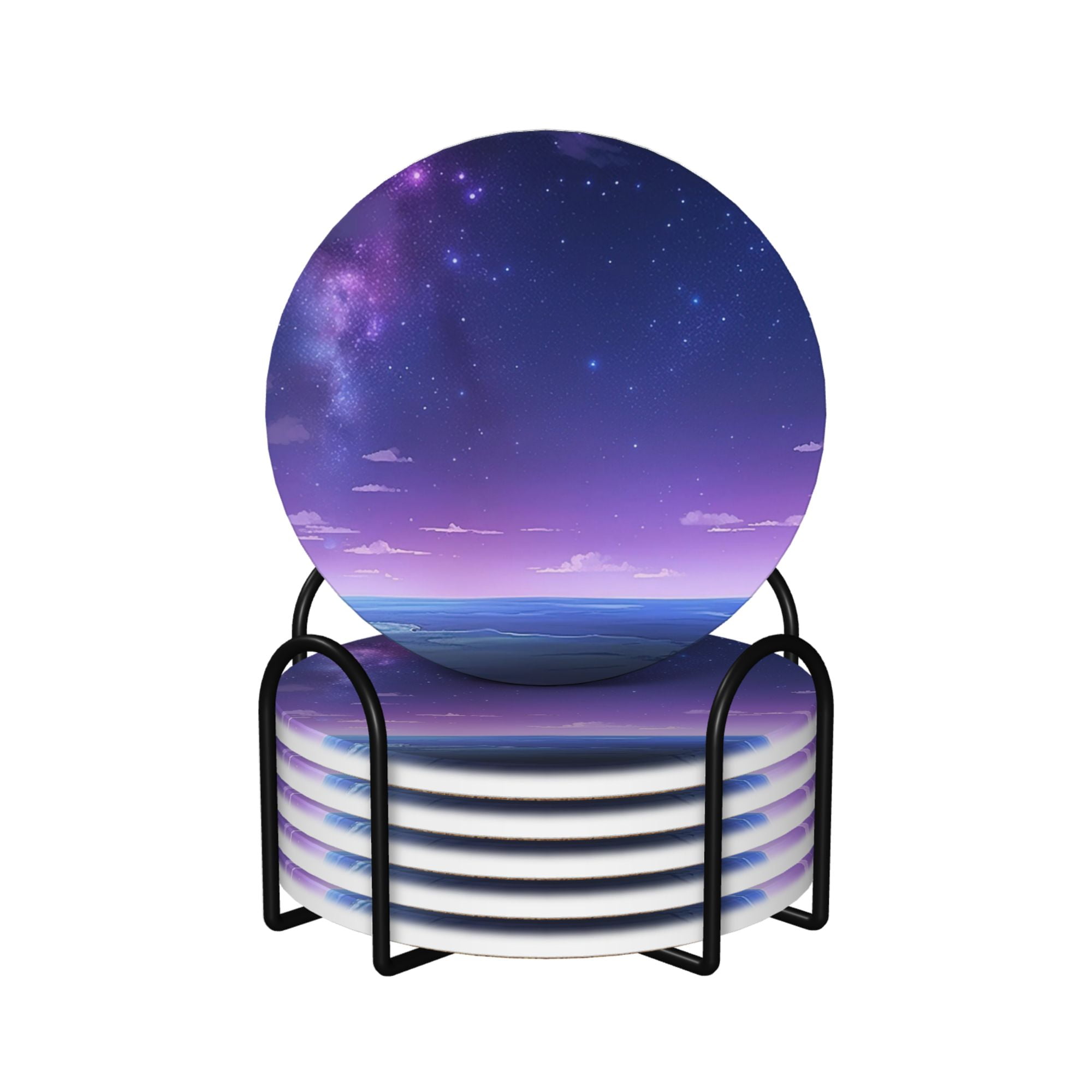XMXY Drink Coasters with Holder for Coffee Table, Sky Full Stars Sea ...