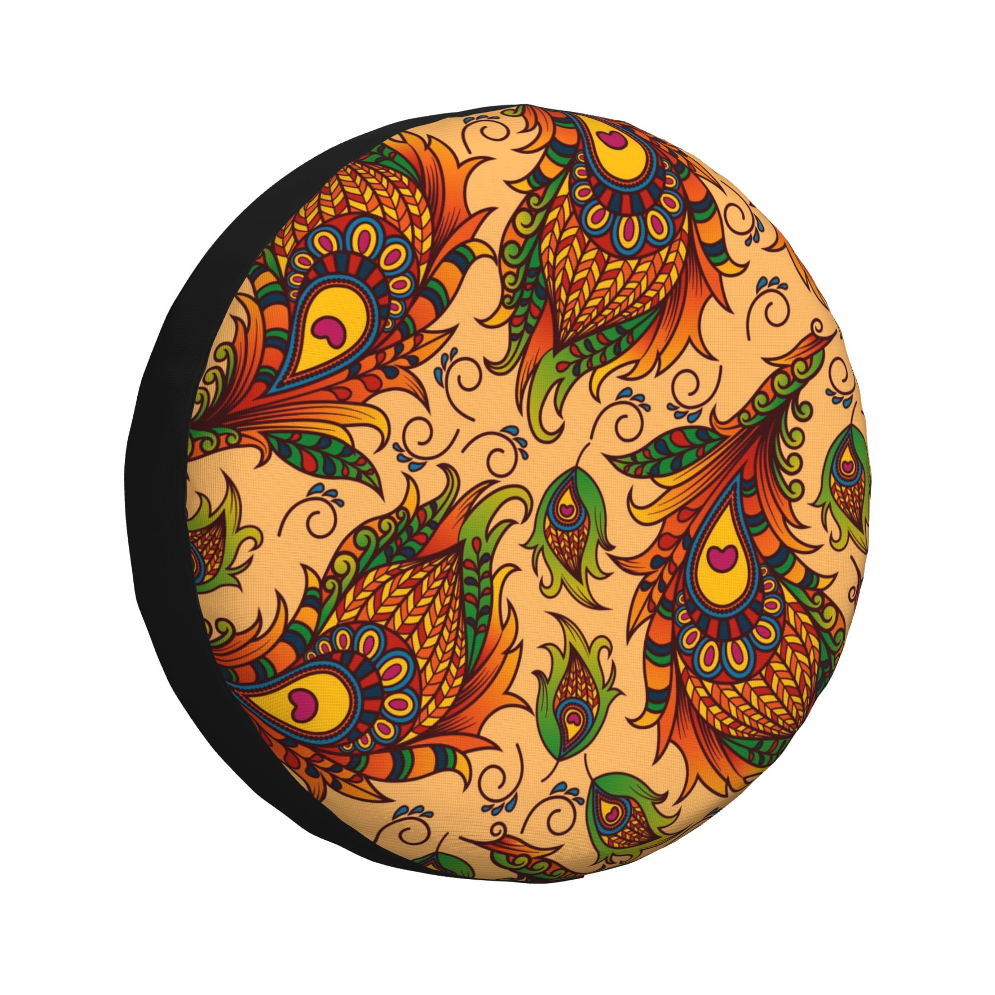 XMXY Ethnic Peacock Feathers Oriental Spare Tire Cover, Universal ...