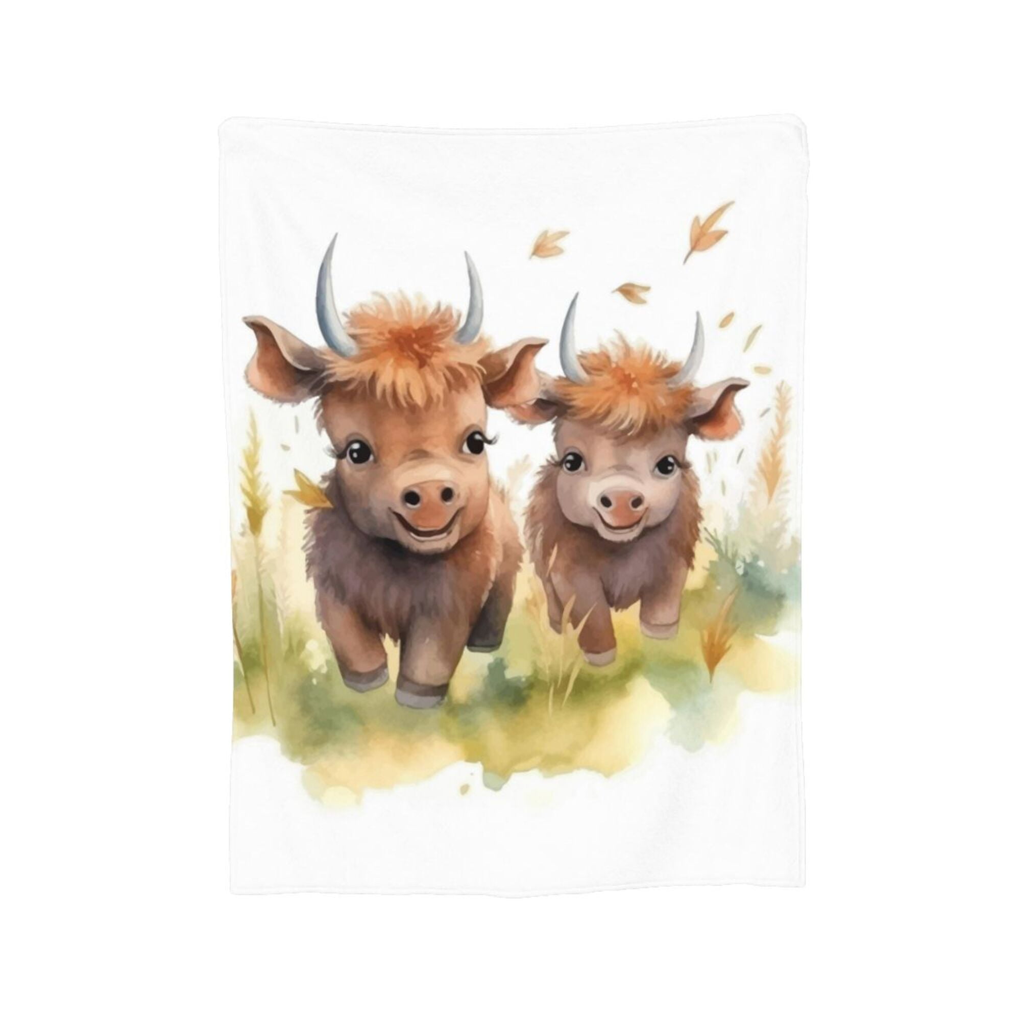 XMXY Fleece Throw Blanket for Couch, Cute Cartoon Yak Buffalo ...