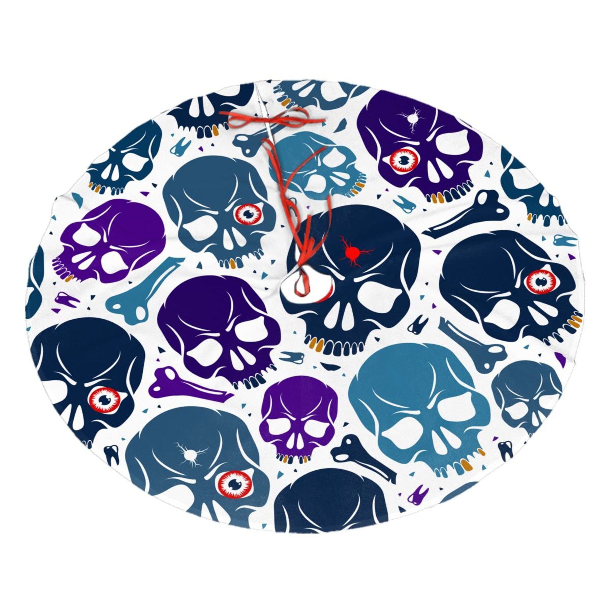 XMXY Halloween Christmas Tree Skirt, Crazy Blue Skeletons Skulls ...