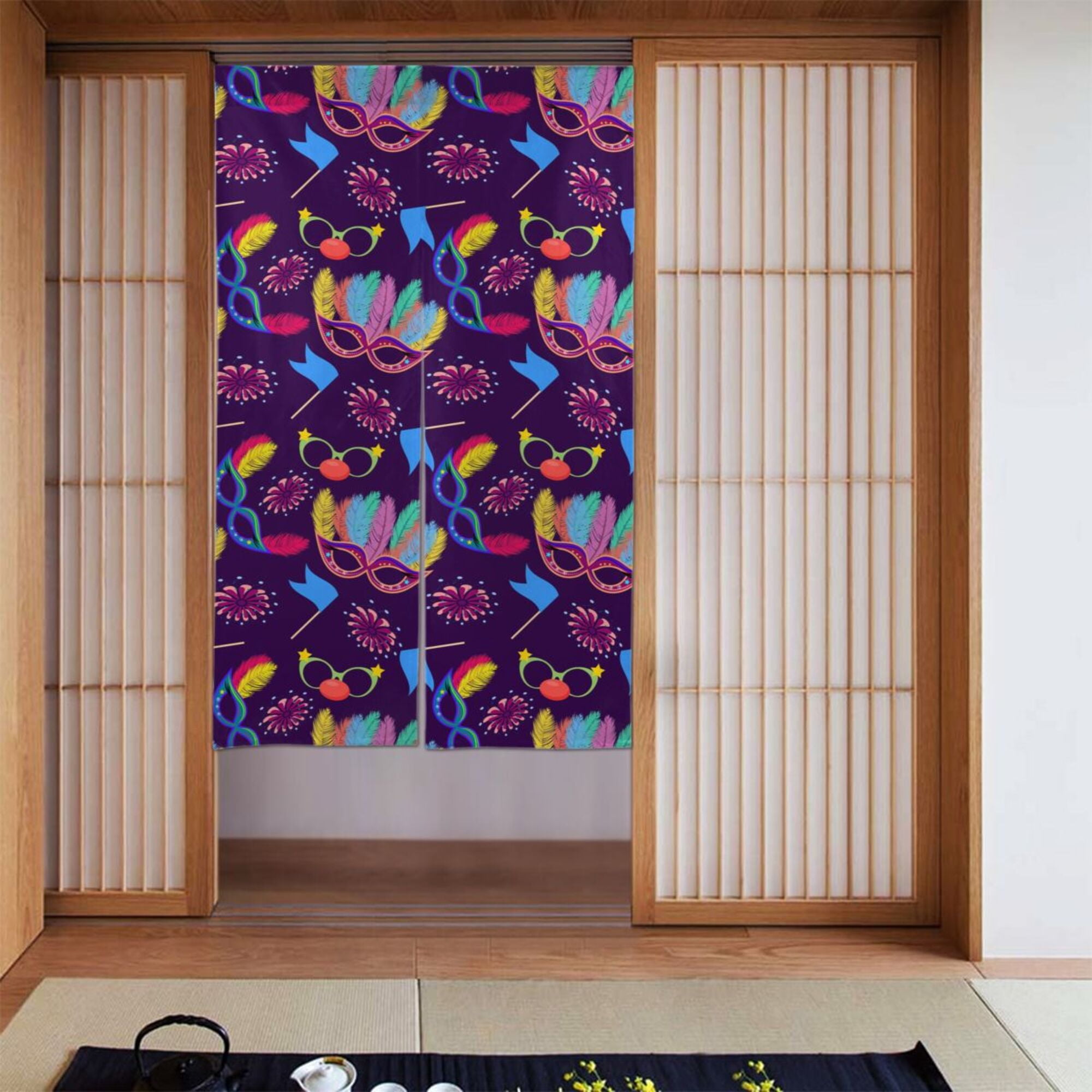 XMXY Japanese Doorway Curtain Noren, Carnival Fireworks Flag Door ...