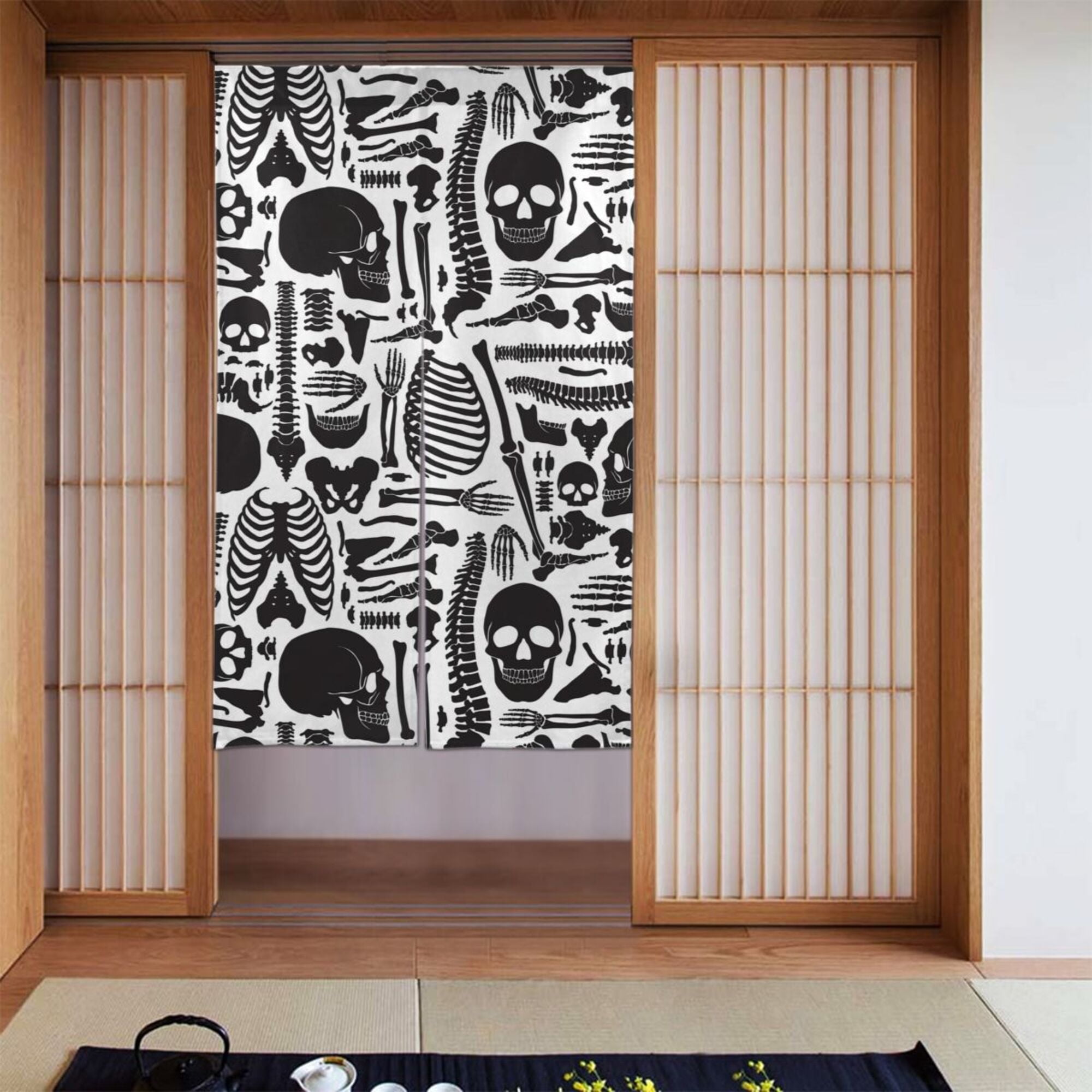 XMXY Japanese Doorway Curtain Noren, Decomposition Skeleton Corpses ...